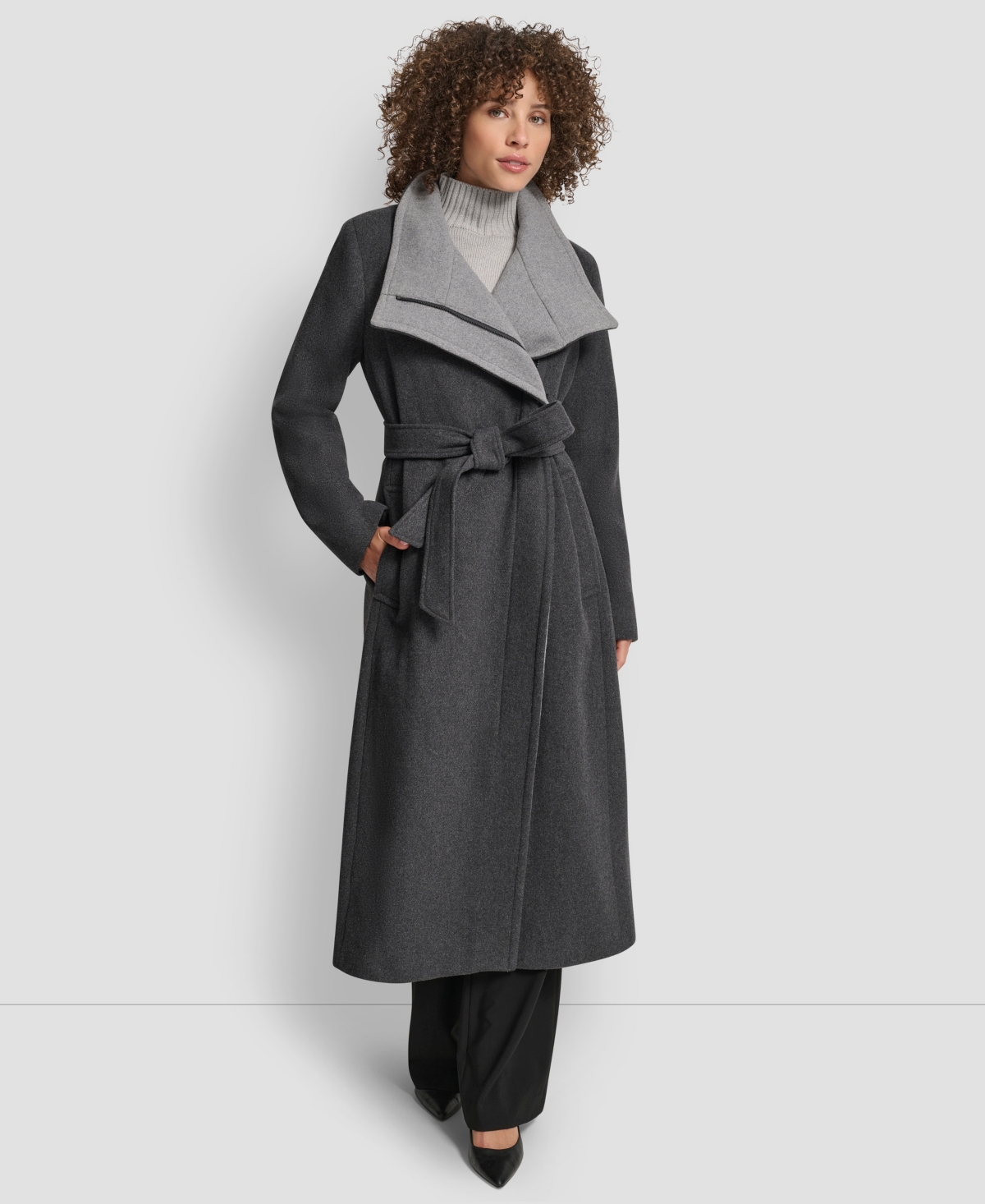 Click here for Dkny Womens Wing Collar Asymmetrical Wrap Coat - C... prices