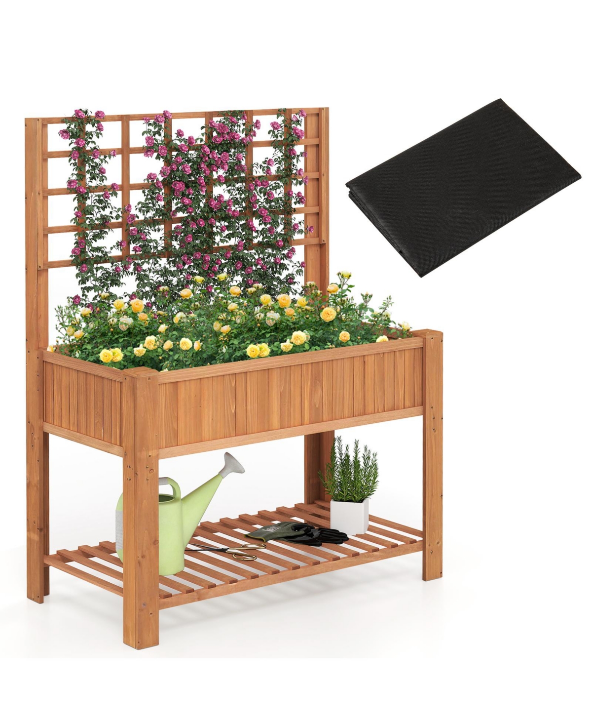 Click here for Gymax Raised Garden Bed w/ Trellis Wooden Elevated... prices