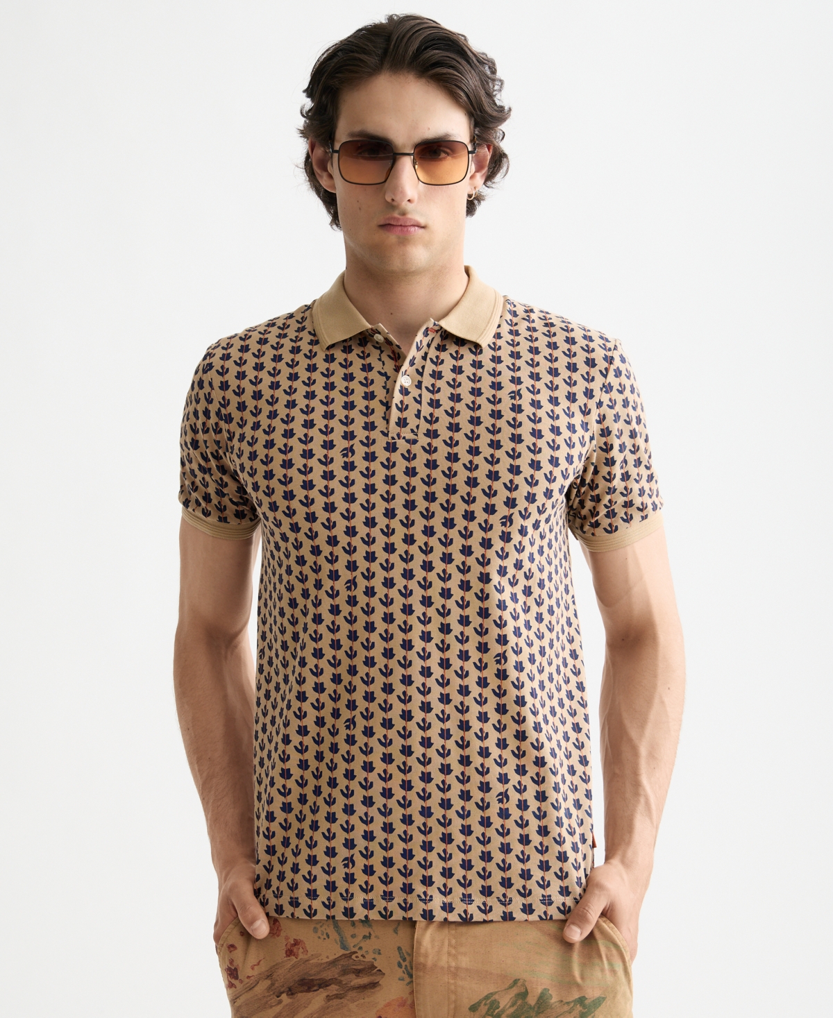 Click here for Scotch & Soda Mens All Over Print Polo Shirt - Dit... prices