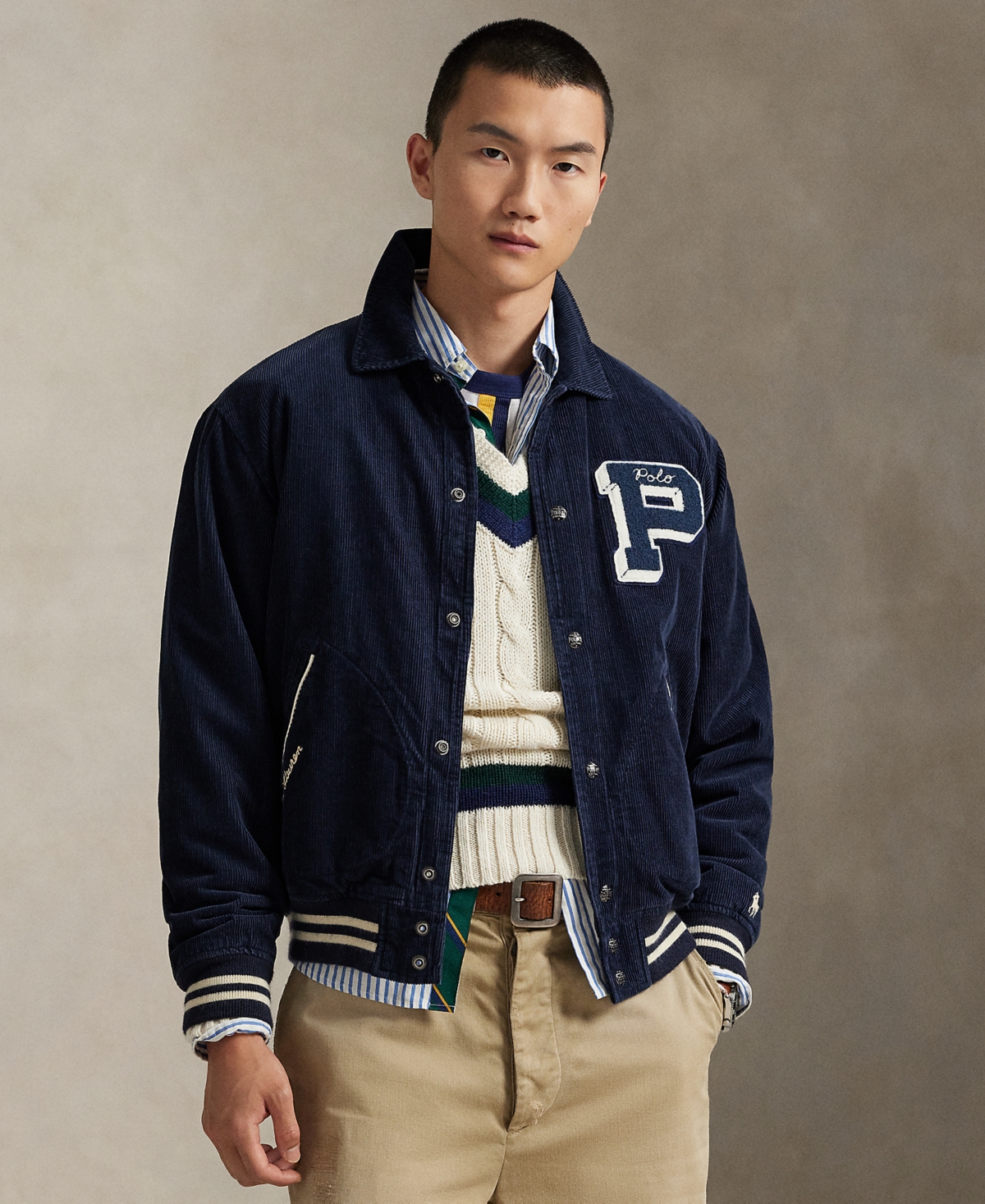 Click here for Polo Ralph Lauren Mens Corduroy Letterman Jacket -... prices