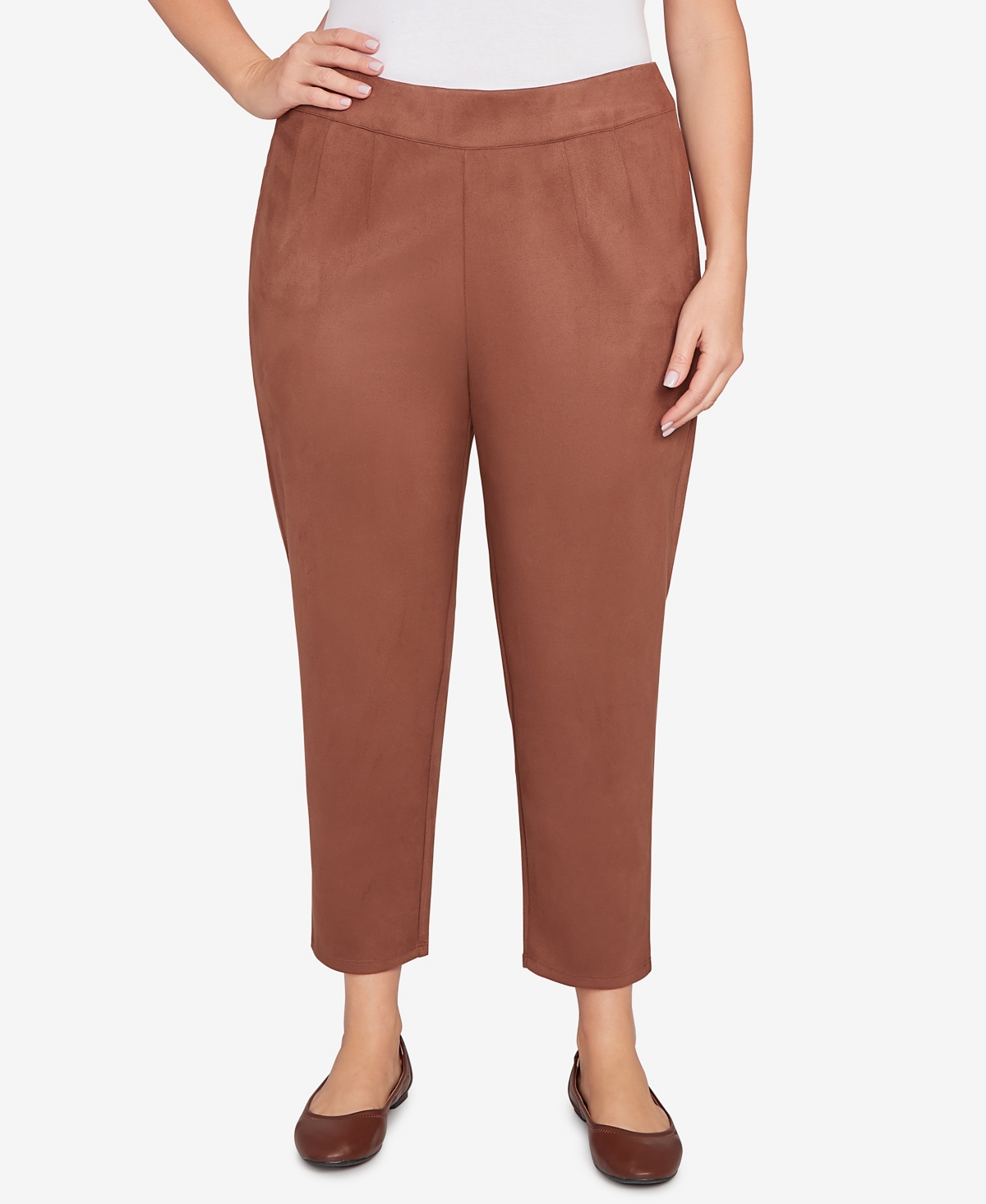 Click here for Hearts Of Palm Plus Size Solid Faux Suede Pants -... prices