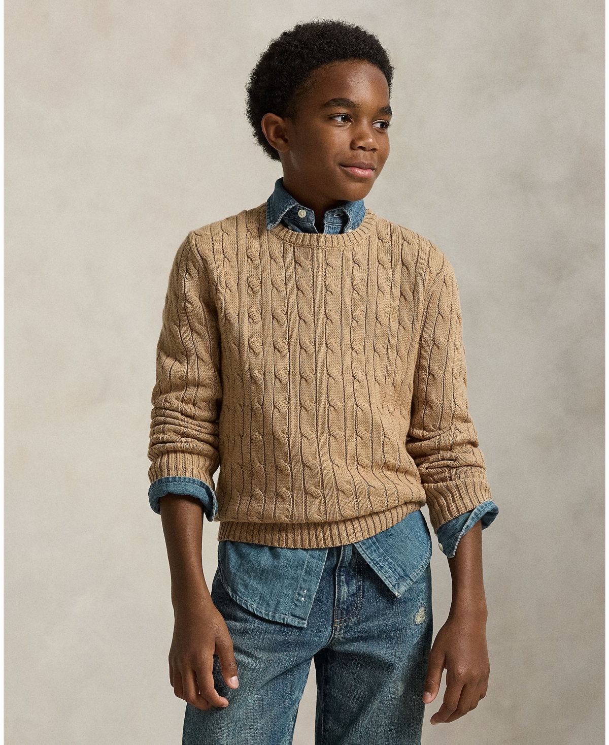 Click here for Polo Ralph Lauren Big Boys Cable- Knit Crewneck Sw... prices