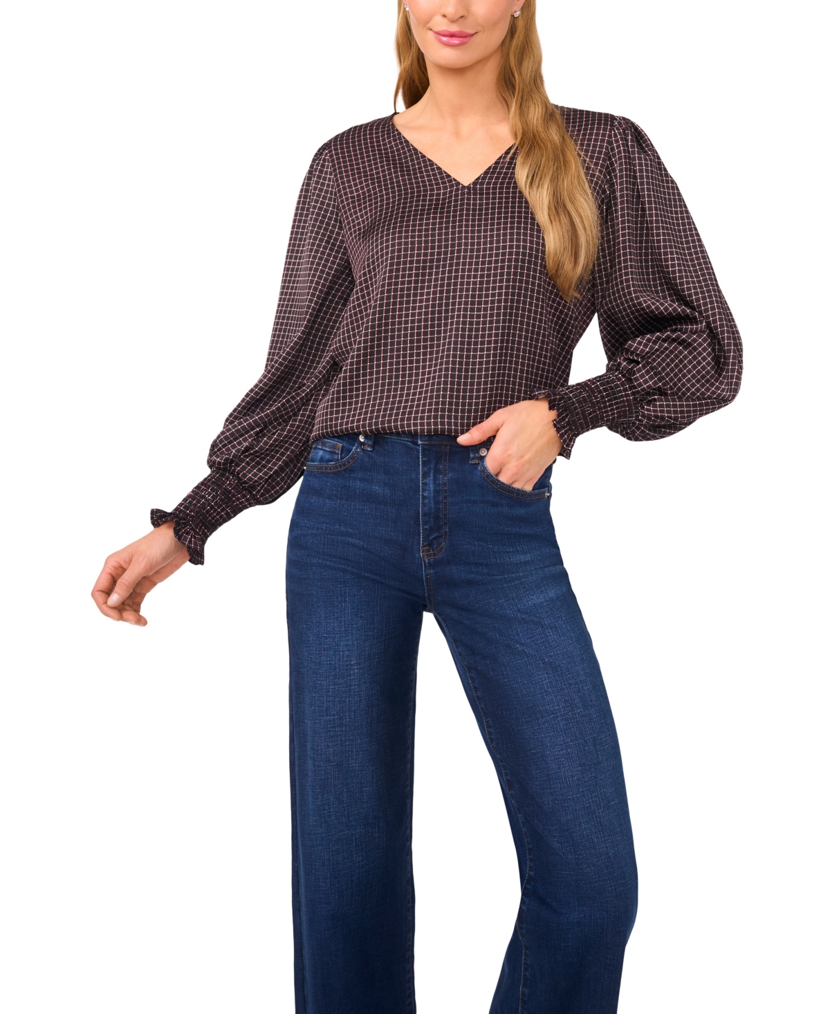 Click here for CeCe Womens Long Sleeve V-Neck Top - Rich Black prices
