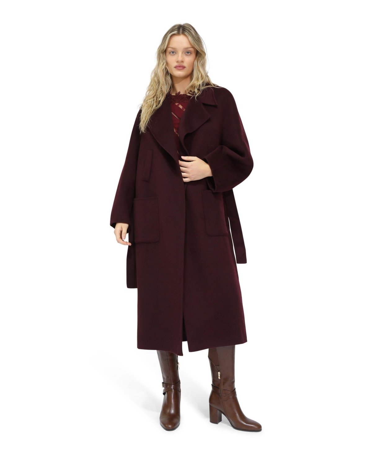 Click here for Belle & Bloom Womens Big Girl Belted Wool Blend Co... prices