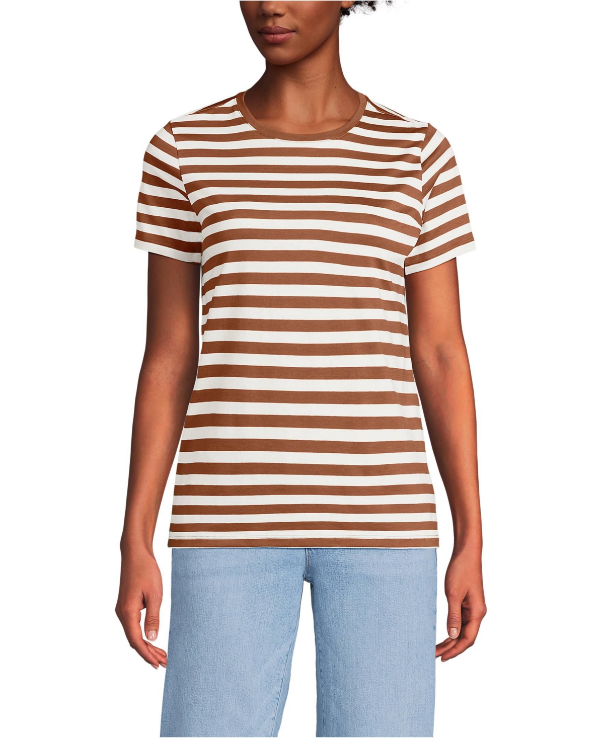 Click here for Lands End Womens Supima Cotton Crewneck T-Shirt -... prices