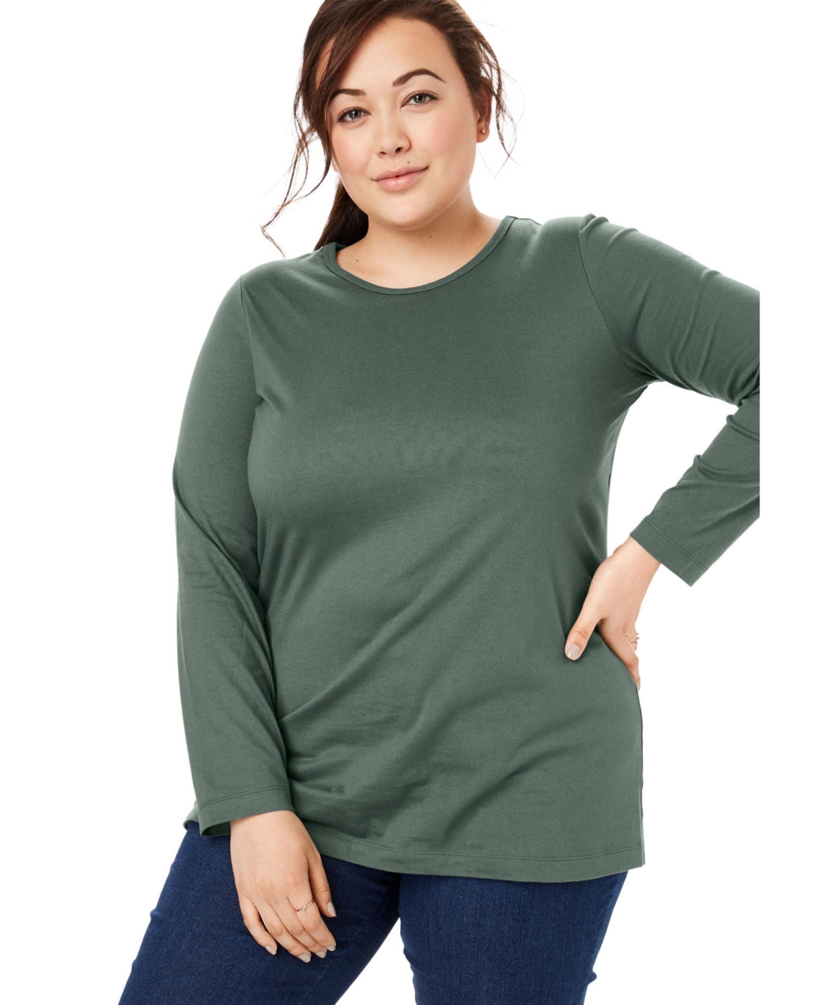 Click here for Woman Within Womens Within Perfect Long-Sleeve Cre... prices