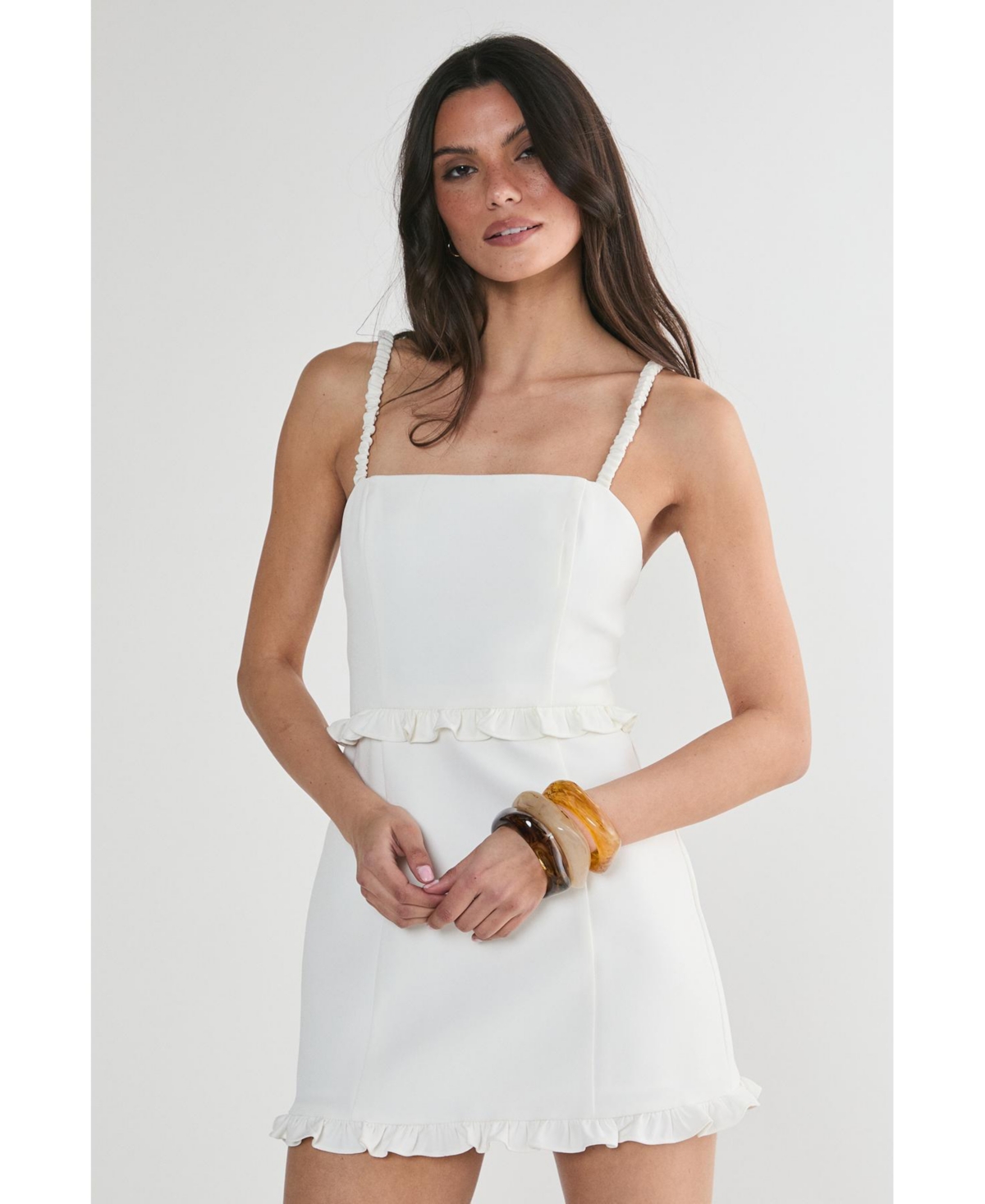 Click here for Nasty Gal Womens Ruched Strap Ruffle Tailored Mini... prices