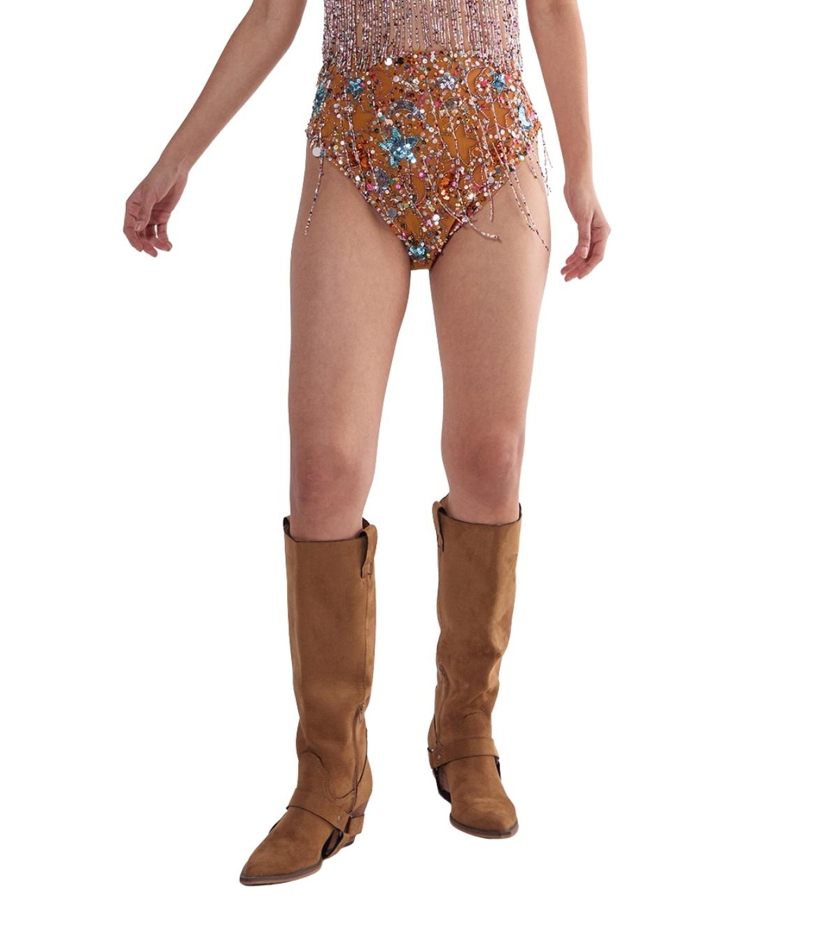 Nasty Gal Womens Star Embellished Tassel Booty Shorts - Orange