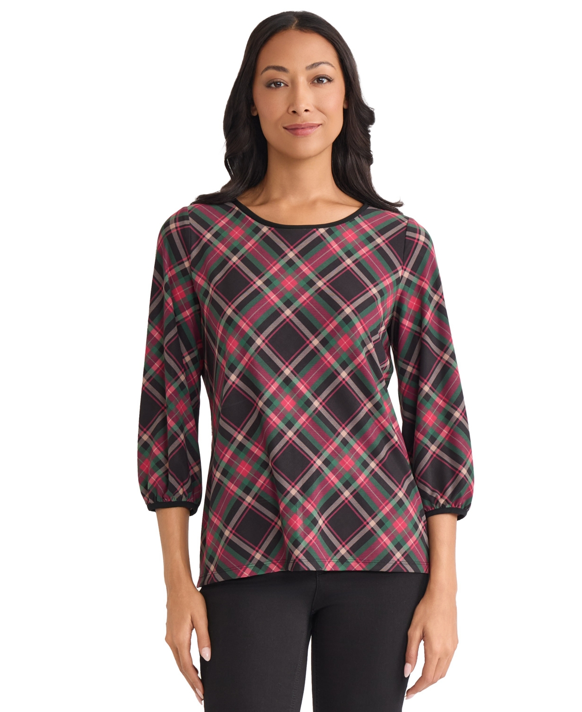 Click here for Jones New York Womens Printed Crew Neck Top - Vene... prices