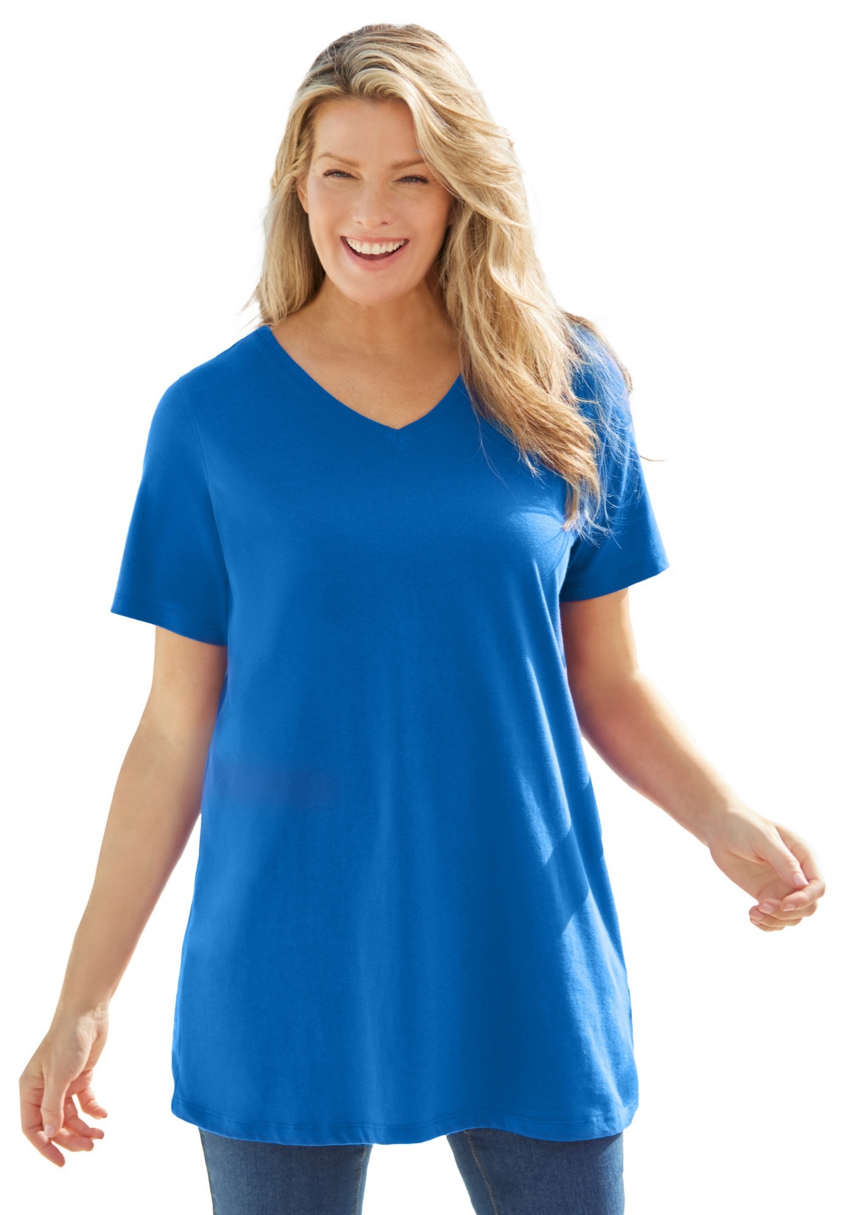 Click here for Woman Within Plus Size Perfect Short-Sleeve V-Neck... prices