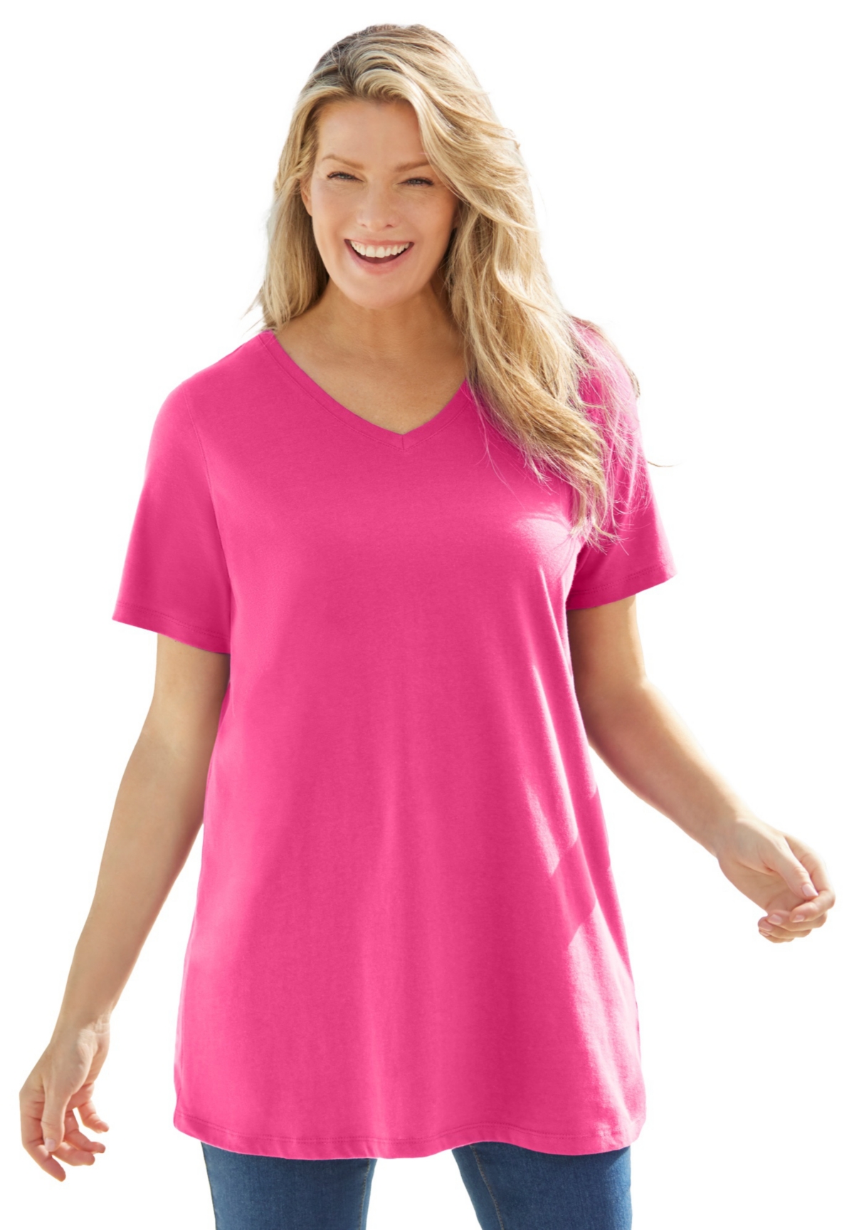 Click here for Woman Within Plus Size Perfect Short-Sleeve V-Neck... prices