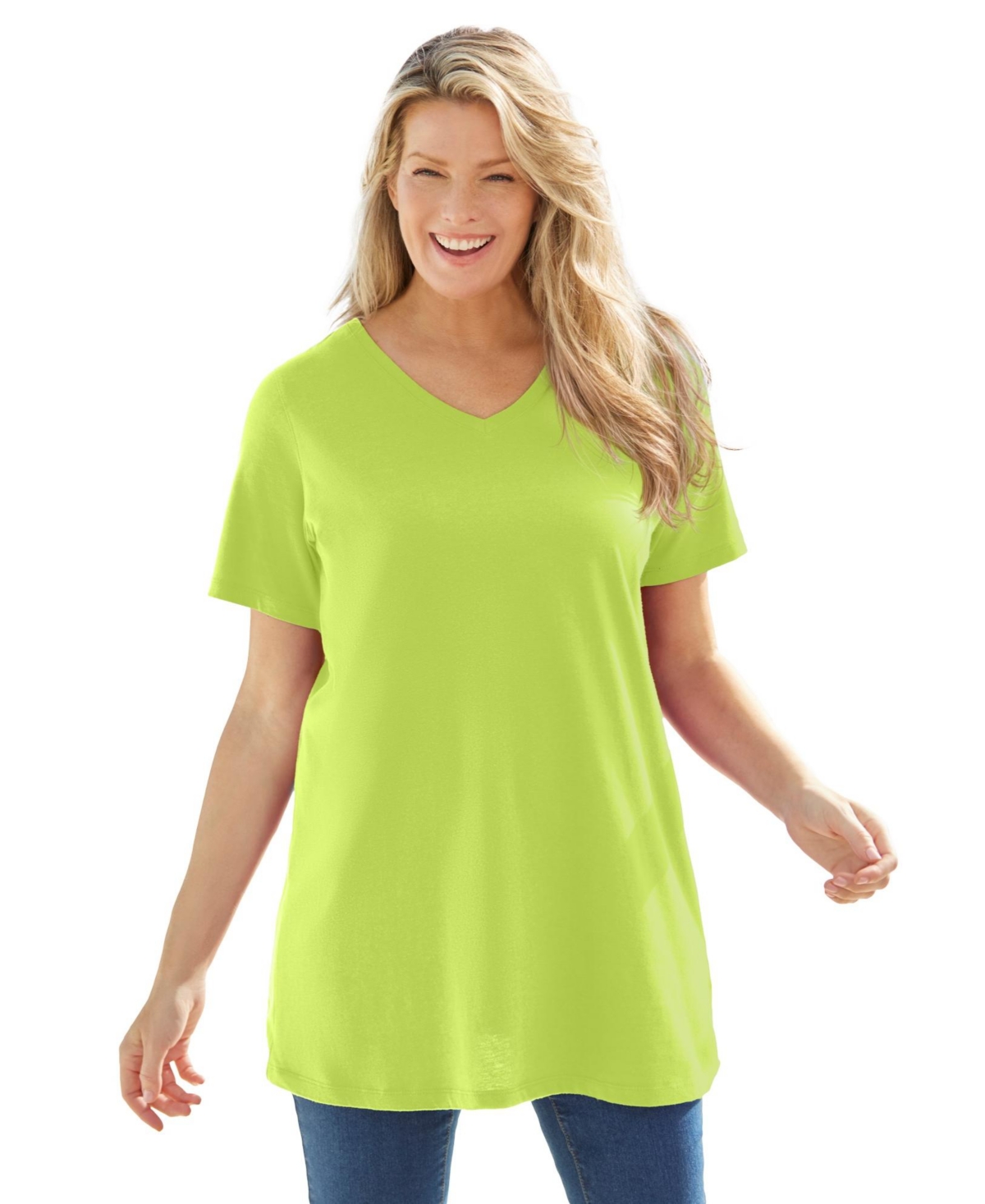Click here for Woman Within Plus Size Perfect Short-Sleeve V-Neck... prices