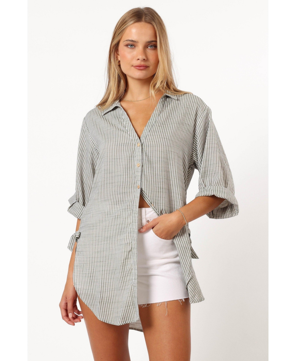 Click here for Petal and Pup Womens Wren Oversized Shirt - Olive prices