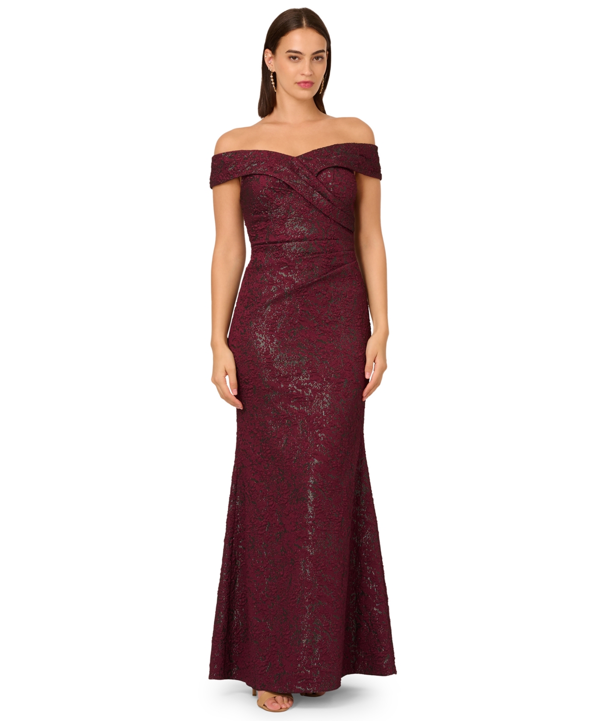 Click here for Adrianna Papell Womens Off-Shoulder Dress - WINE/B... prices
