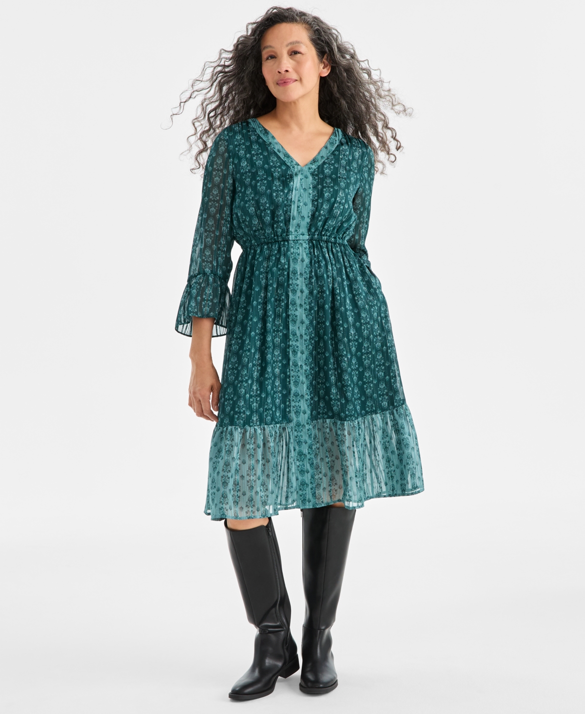 Click here for Style & Co Womens Printed Shine Midi Dress  Macys... prices