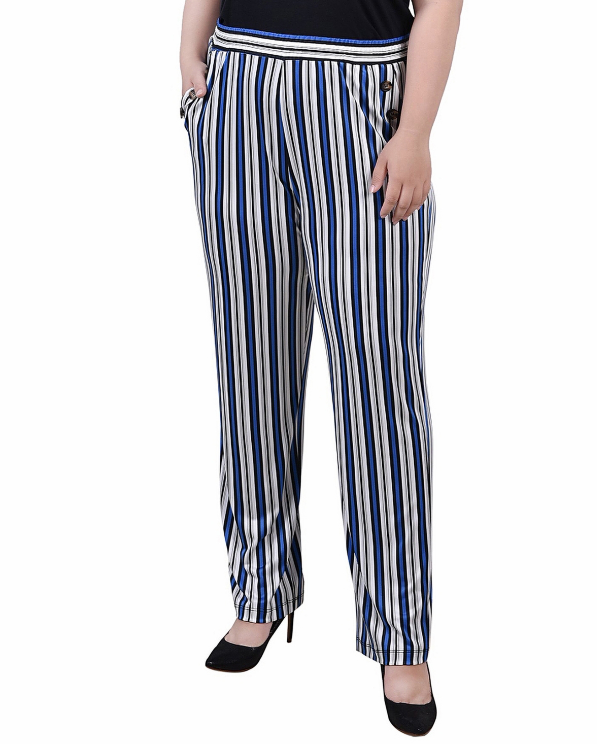 Click here for Ny Collection Plus Size Wide Waist Pull On Pants -... prices