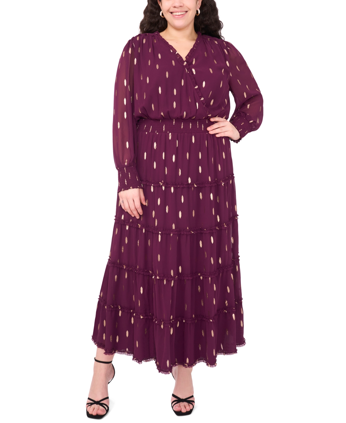 Click here for Msk Plus Size Clip Chiffon Tiered Maxi Dress - Pot... prices
