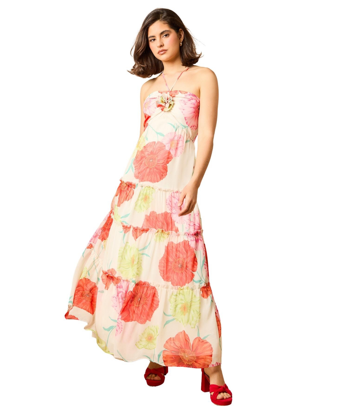 Click here for Oasis Womens Rosette Detail Halterneck Midi Dress... prices