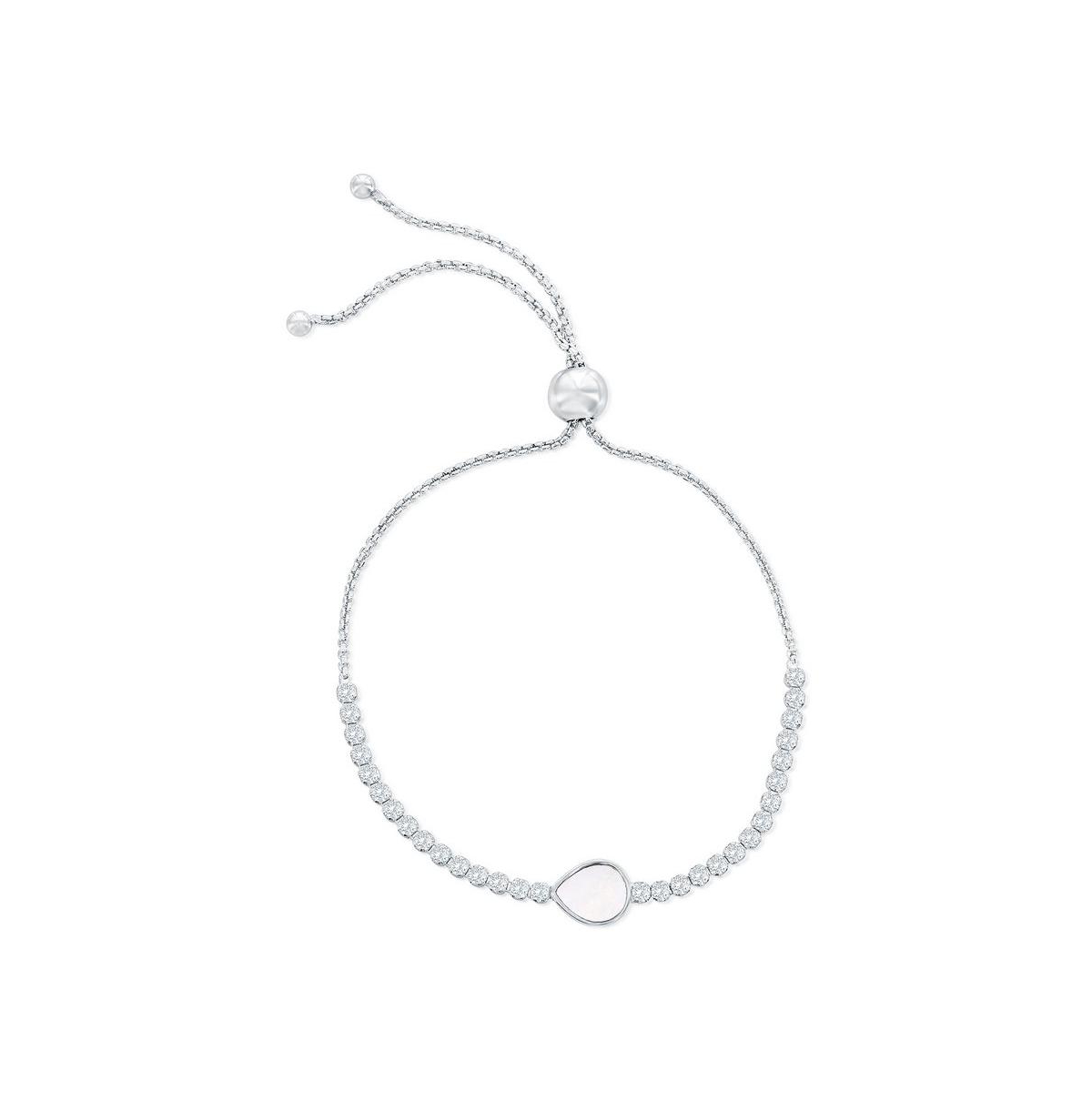 Click here for Sterling Silver  Pearshape Mop Center  Cz Adjustab... prices