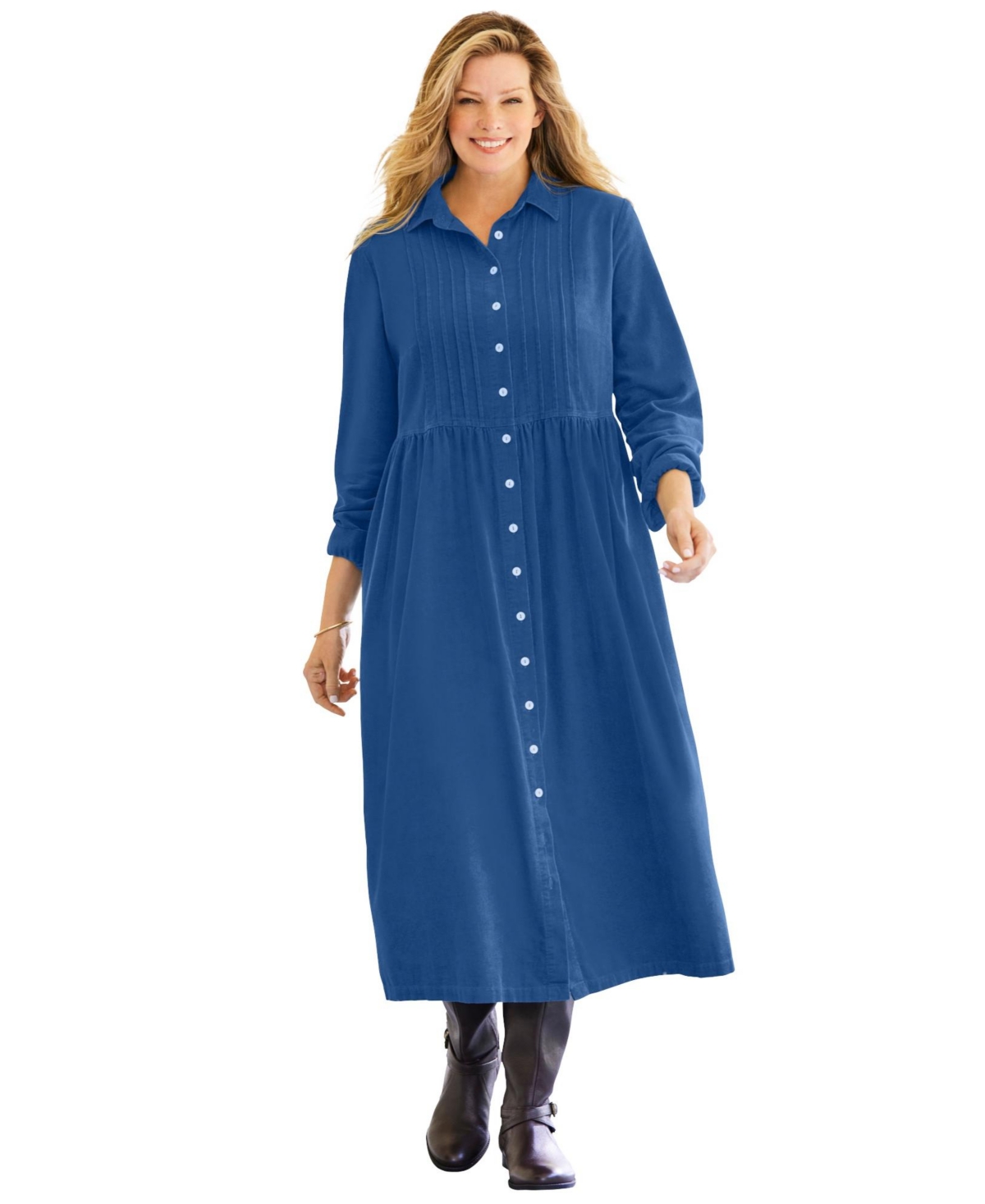 Click here for Woman Within Plus Size Button Front Corduroy Dress... prices