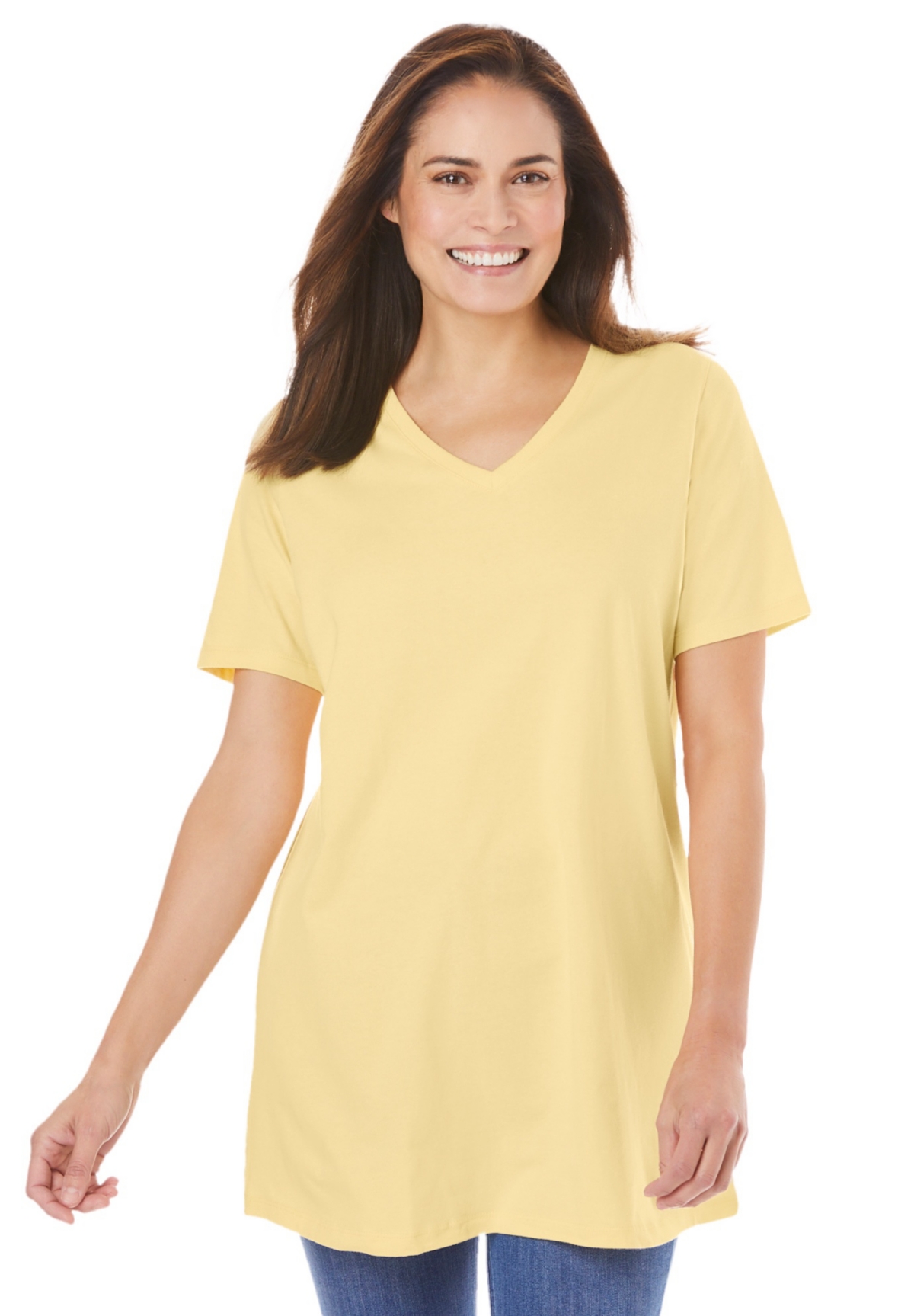 Click here for Woman Within Plus Size Perfect Short-Sleeve V-Neck... prices