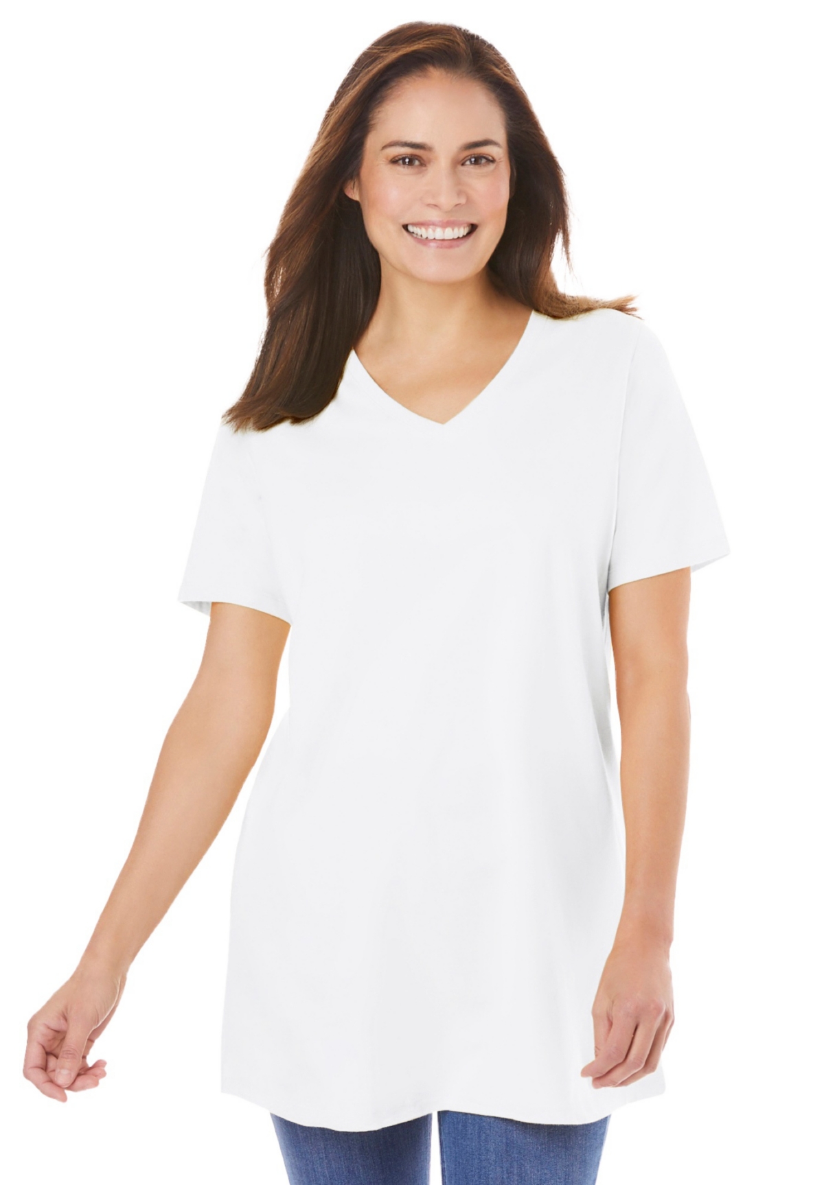 Click here for Woman Within Plus Size Perfect Short-Sleeve V-Neck... prices
