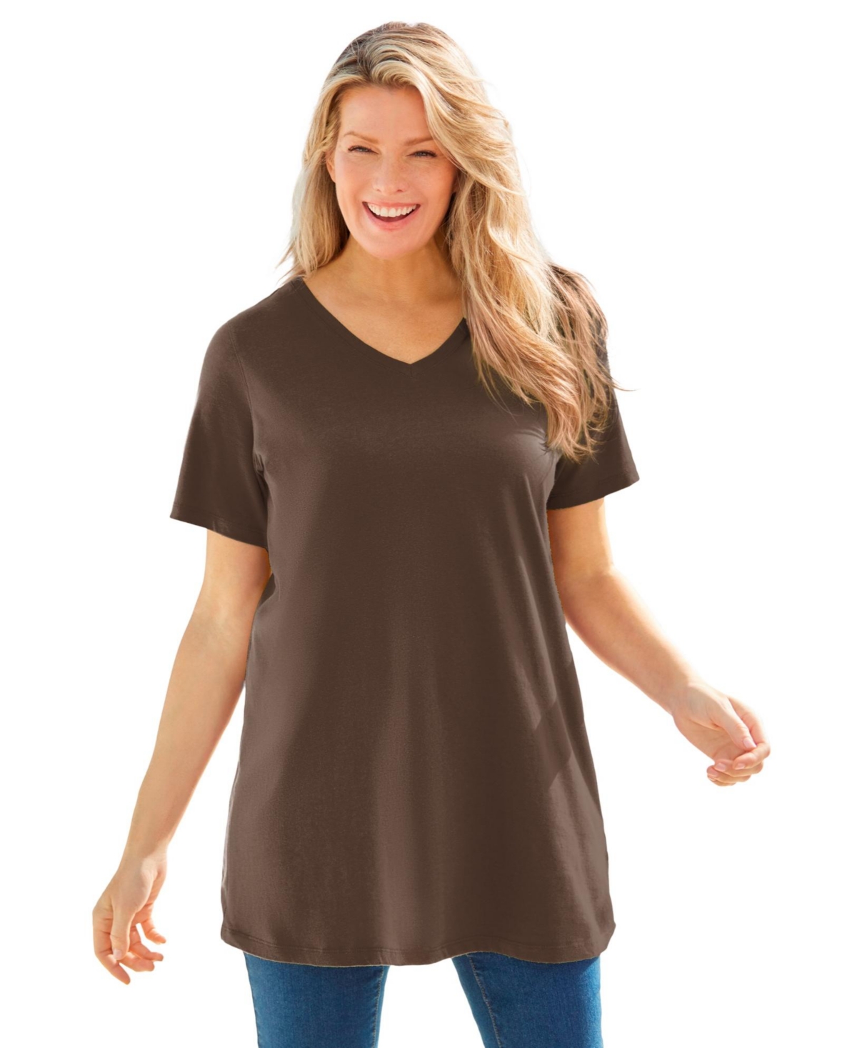 Click here for Woman Within Plus Size Perfect Short-Sleeve V-Neck... prices