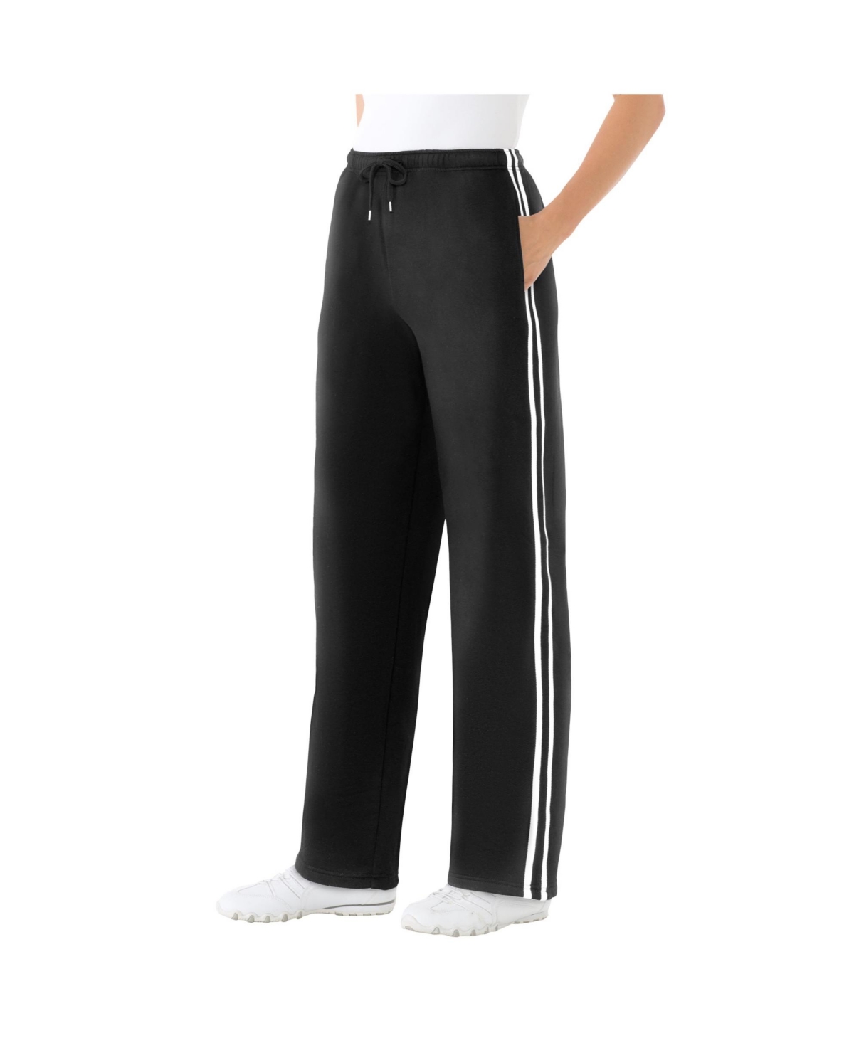 Click here for Woman Within Plus Size Better Fleece Side Stripe S... prices