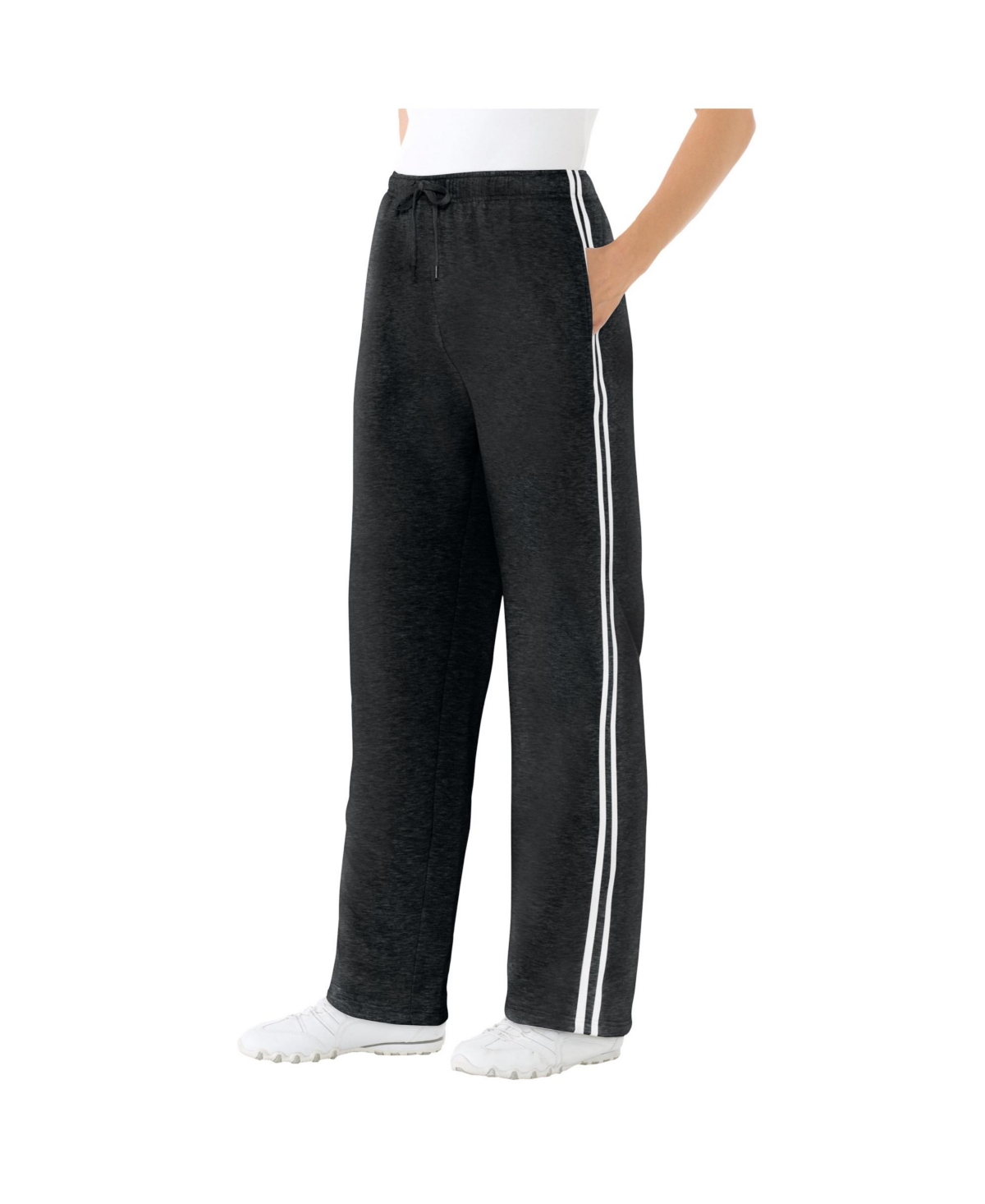 Click here for Woman Within Plus Size Better Fleece Side Stripe S... prices