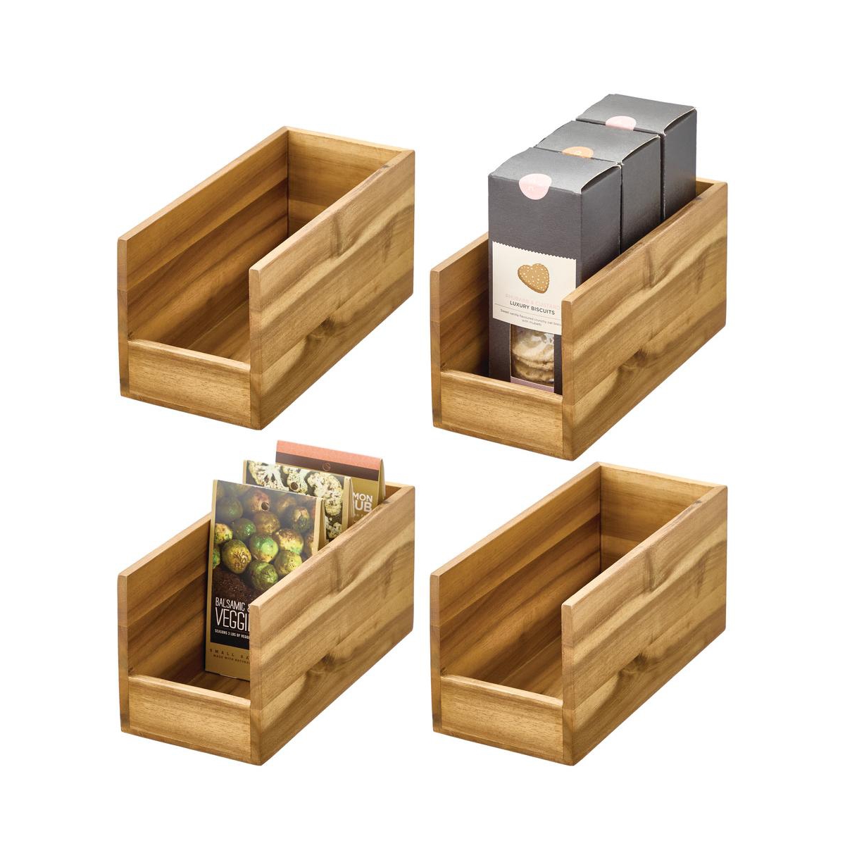 Click here for iDesign Acacia Wood Open-Front Pantry Bin - Set of... prices