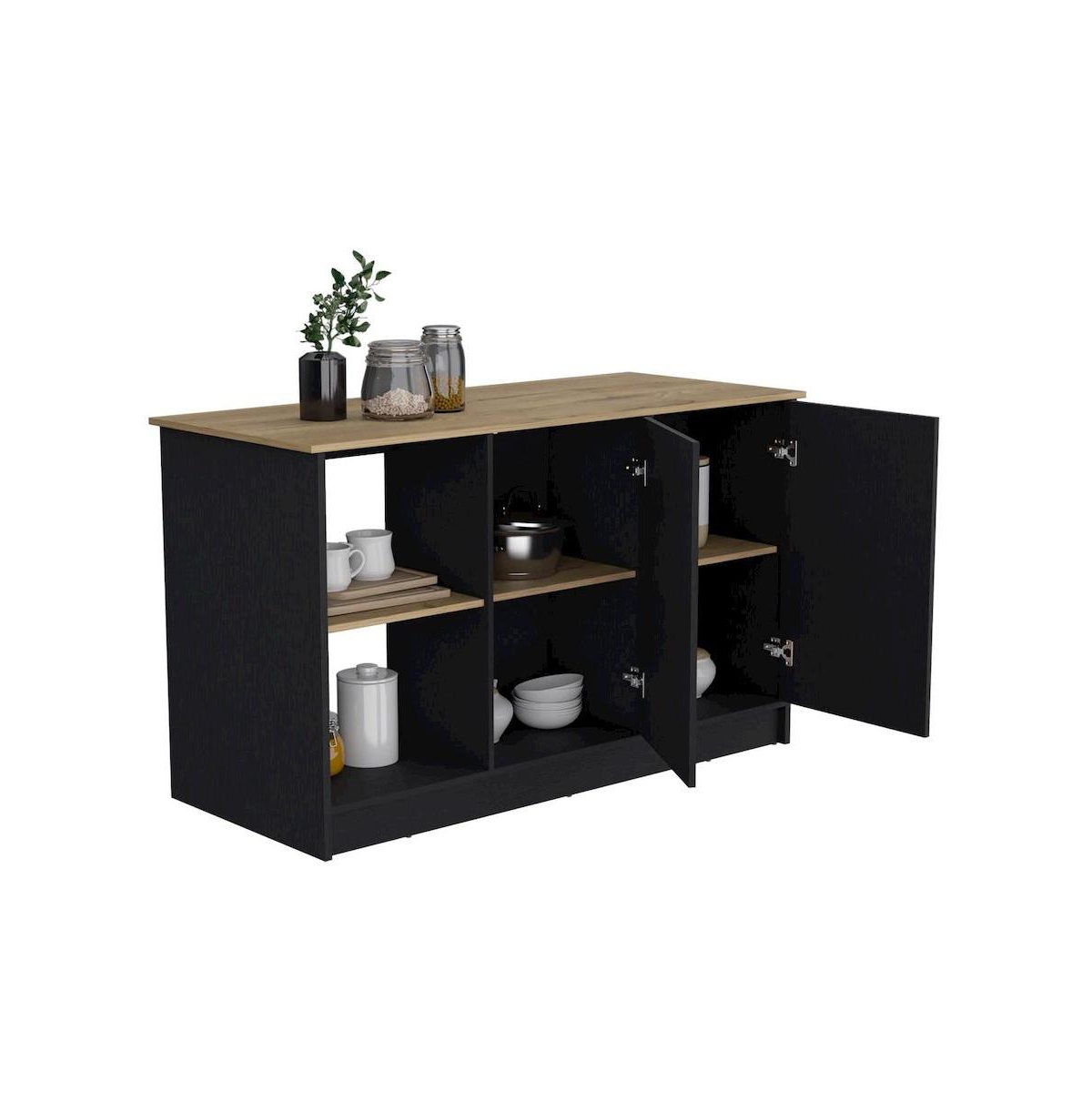 Click here for Tuhome Juniper Kitchen Island Black / Macadamia Md... prices