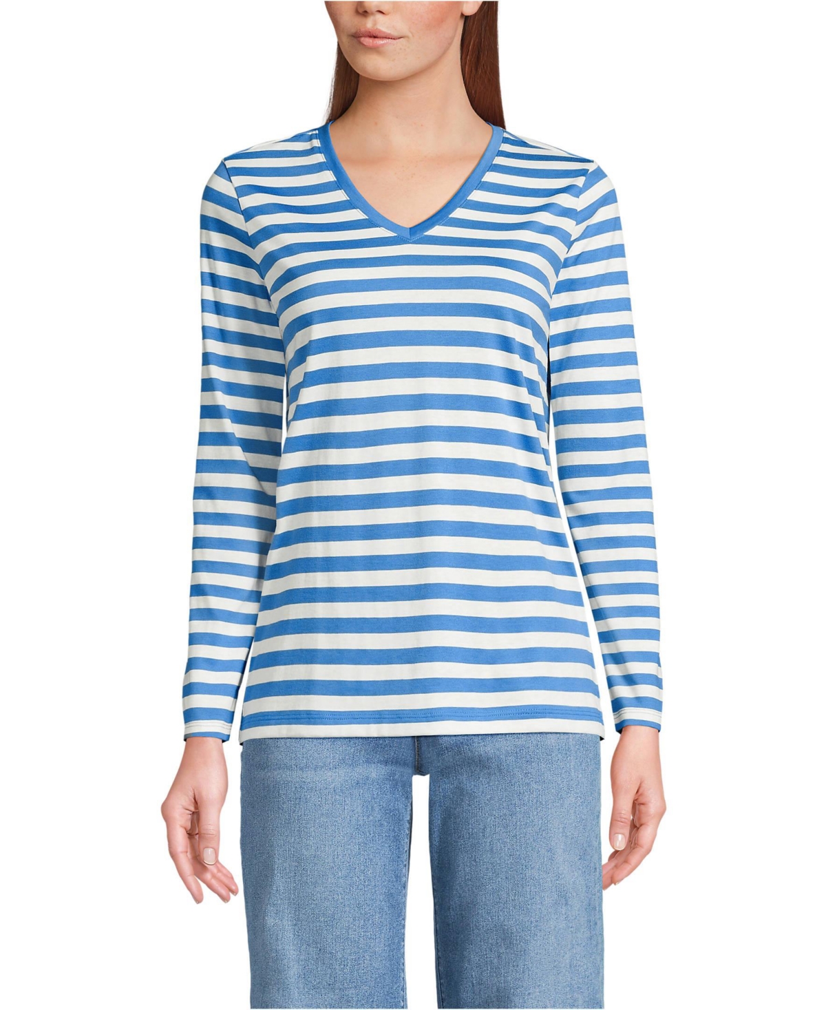 Click here for Lands End Womens Supima Cotton Long Sleeve V-Neck... prices
