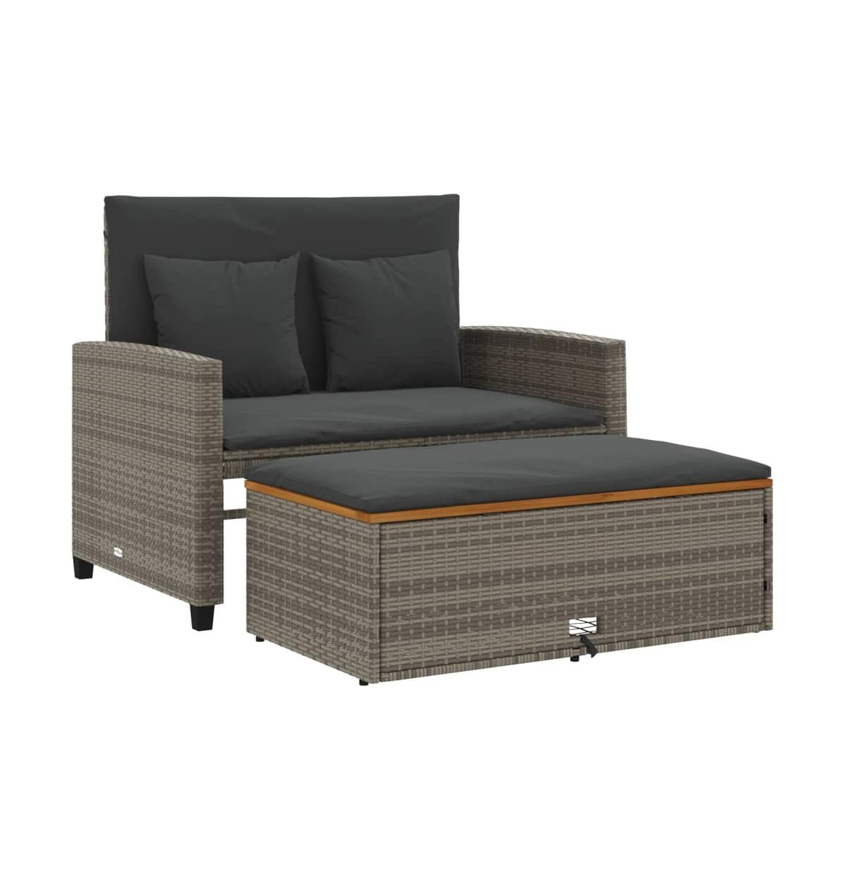Click here for vidaXL Garden Sofa Gray Pe wicker  acacia wood  po... prices