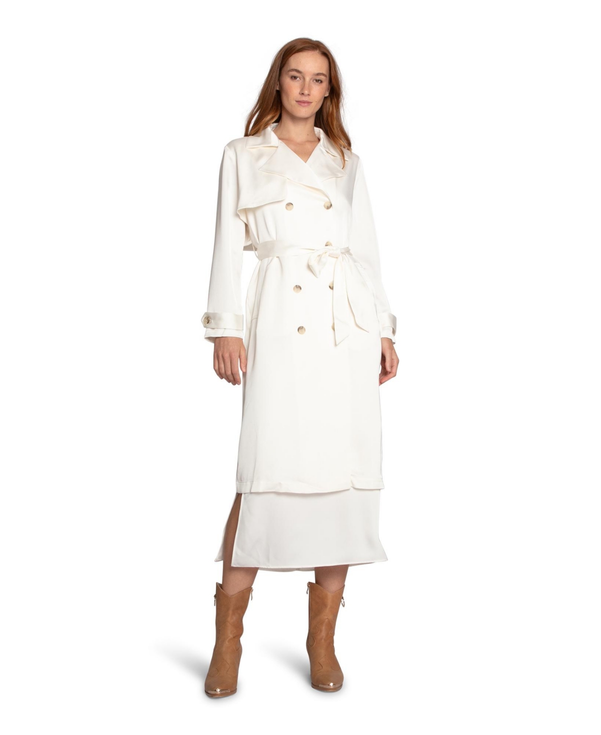 Click here for Belle & Bloom Womens Love Language Satin Trench -... prices