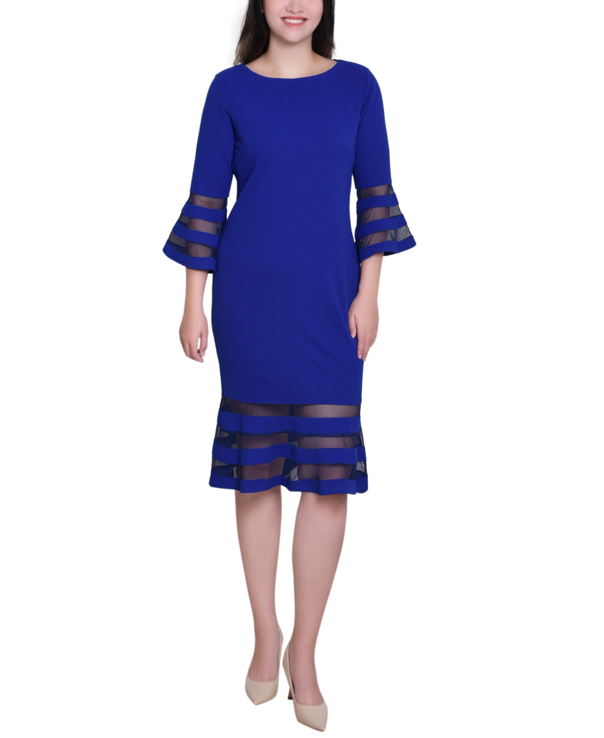 Click here for Ny Collection Womens Shadow Stripe Elbow Sleeve Dr... prices