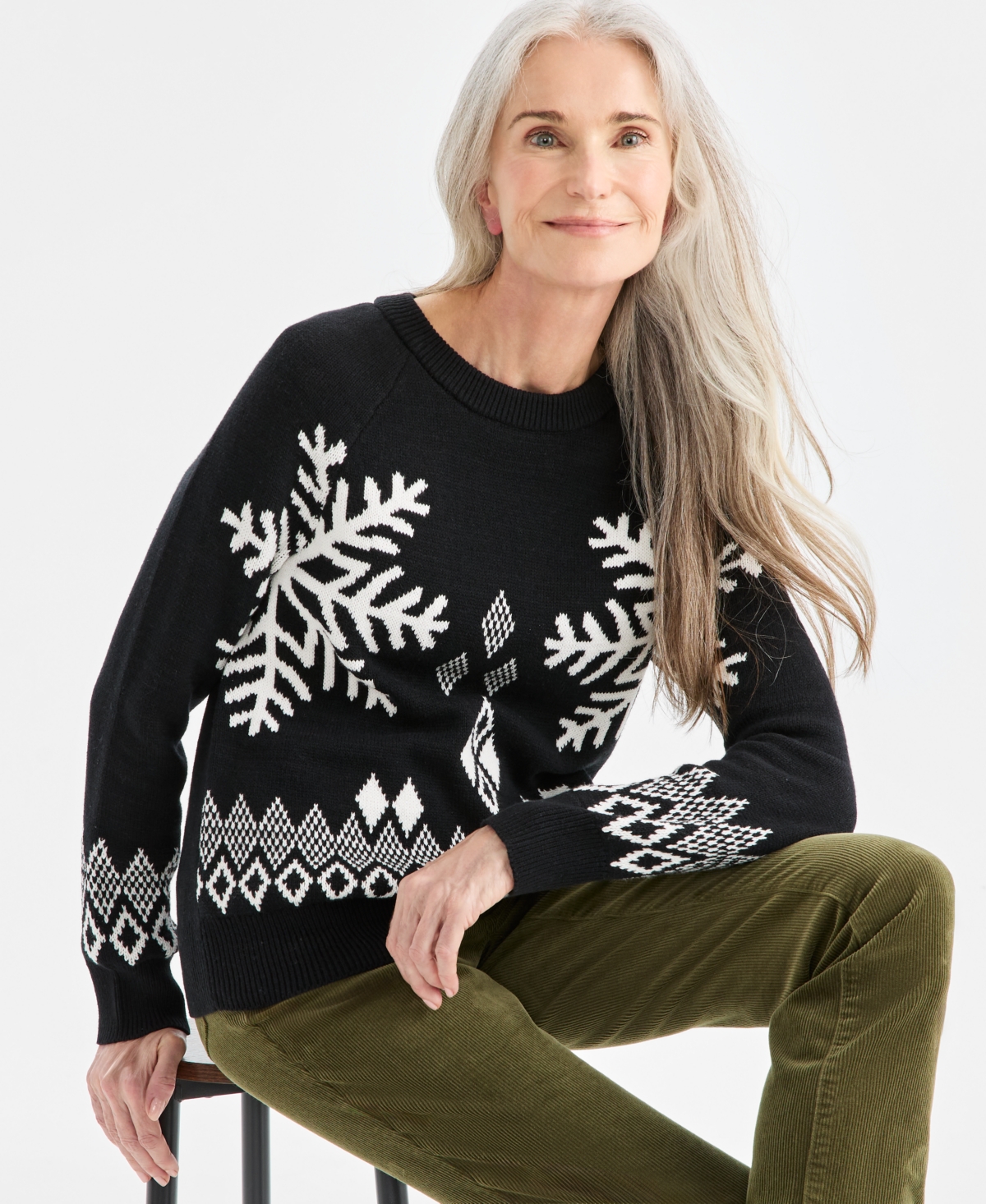 Click here for Style & Co Womens Crewneck Whimsy Pullover Sweater... prices