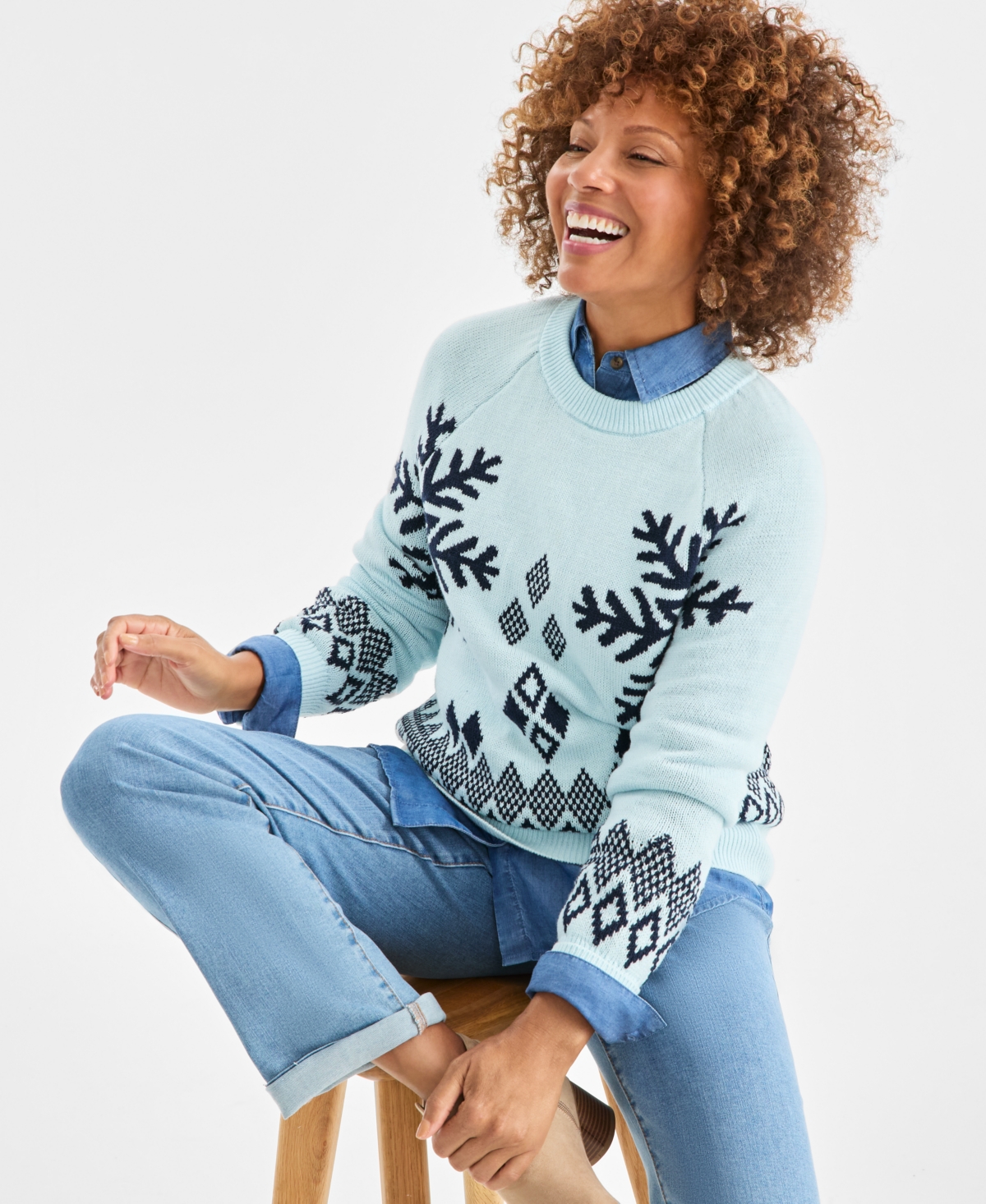 Click here for Style & Co Womens Crewneck Whimsy Pullover Sweater... prices