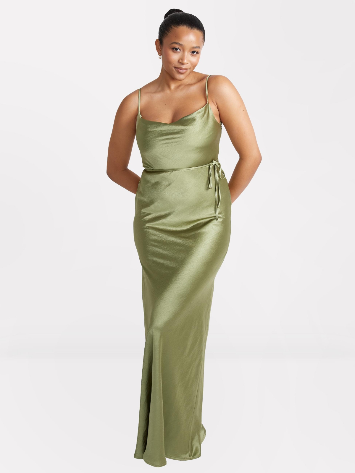 Click here for Six Stories Cami Cowl Front Satin Bridesmaid Dress... prices