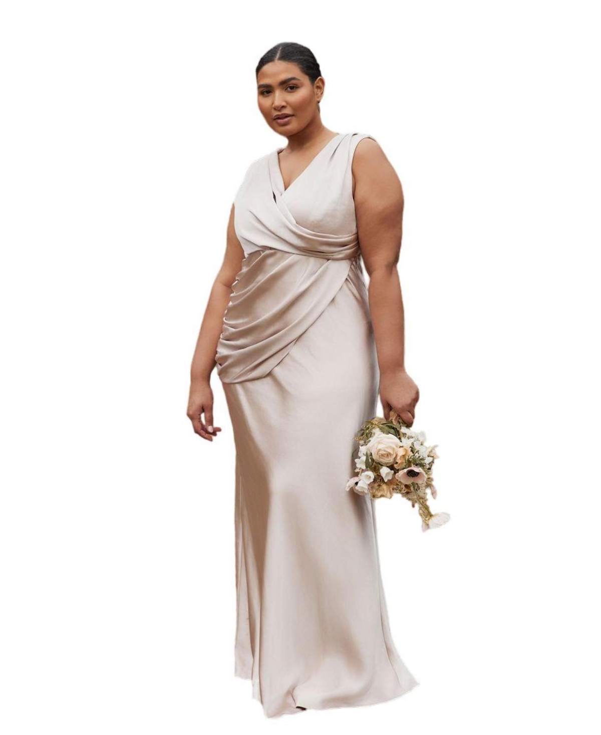 Click here for Six Stories Plunge Drape Satin Bridesmaid Dress -... prices