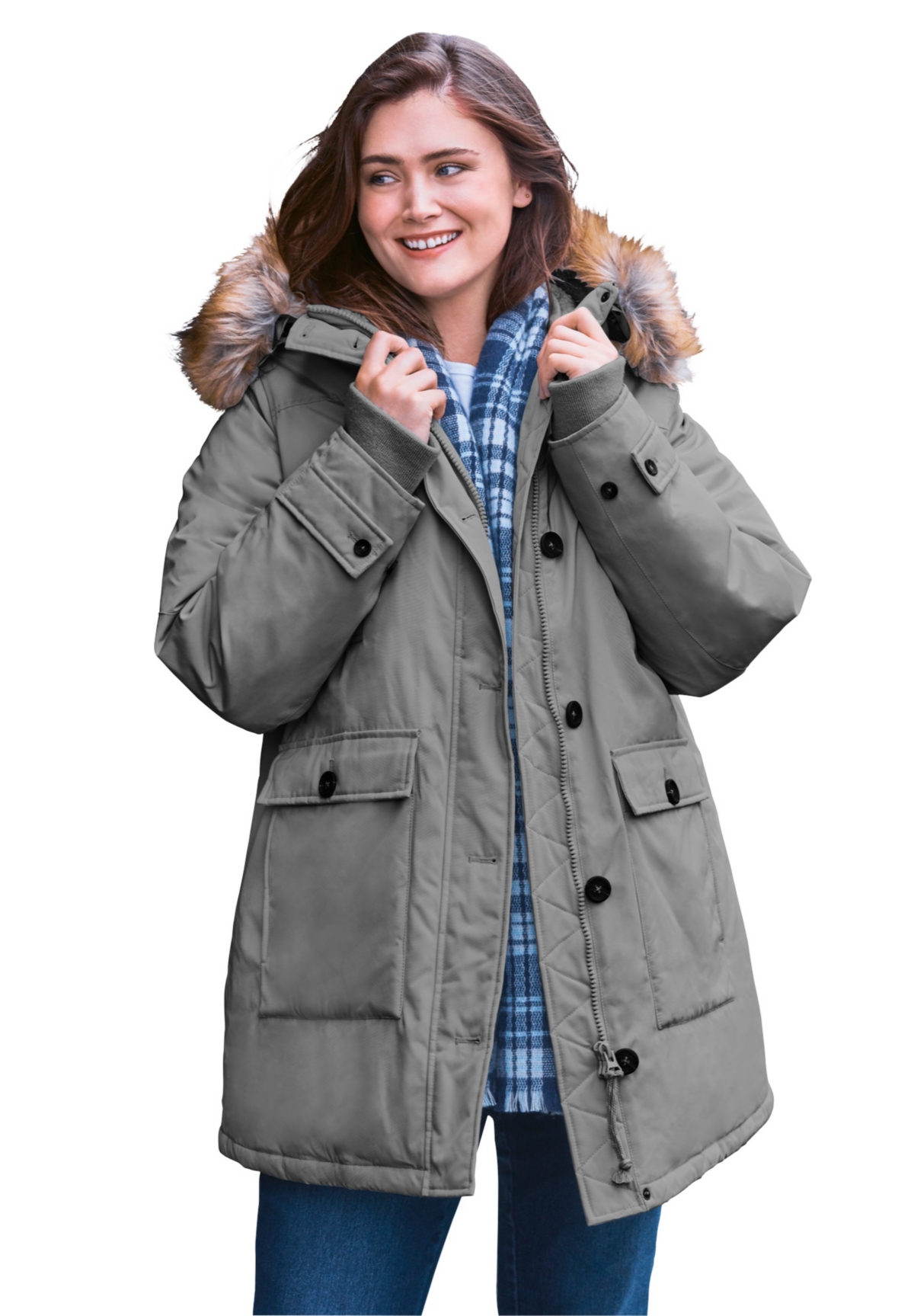 Click here for Woman Within Plus Size The Arctic Parka - Gunmetal prices