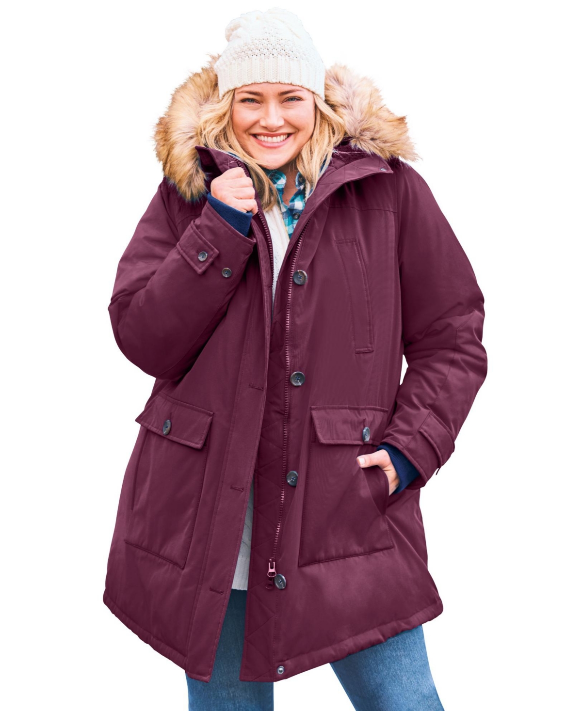 Click here for Woman Within Plus Size The Arctic Parka - Deep cla... prices