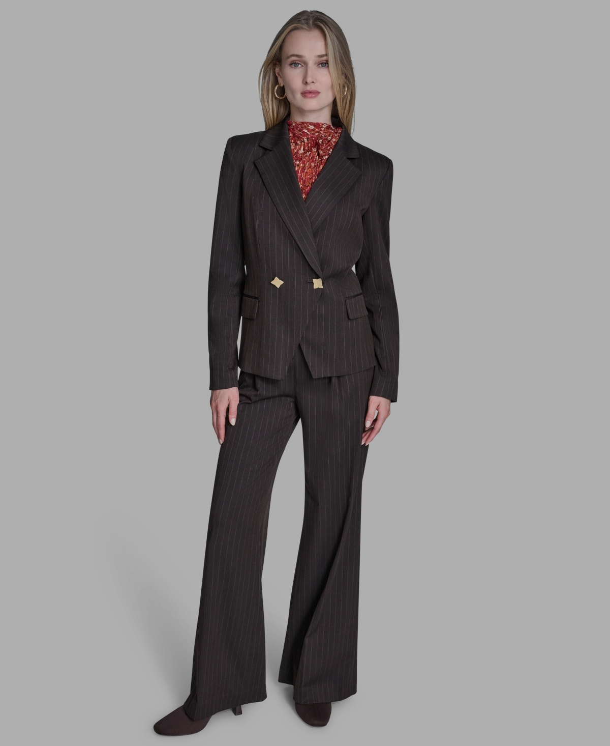 Click here for Bcbg Womens Pinstripe Peak Lapel Notch Collar Jack... prices