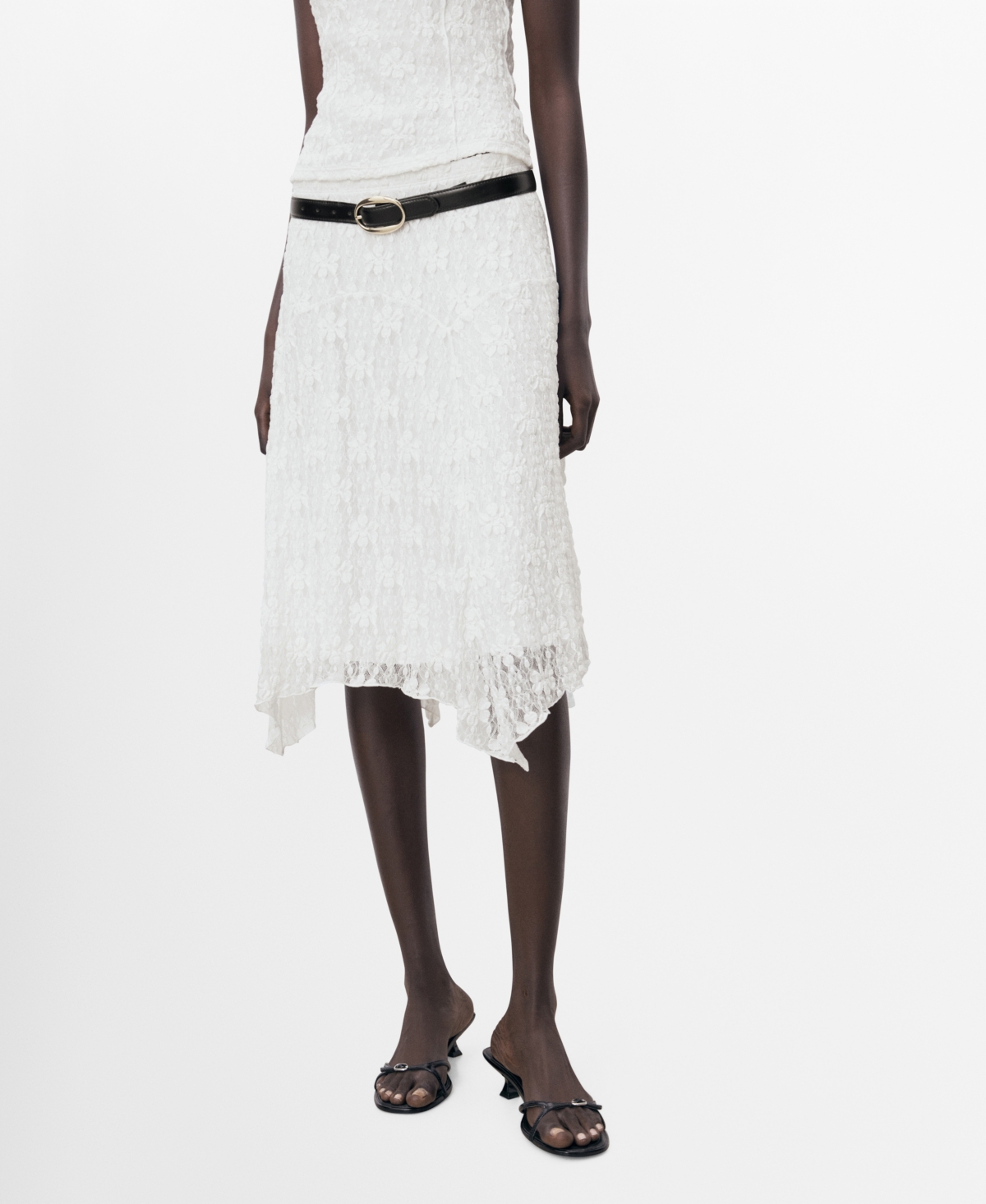 Click here for Mango Womens Lace Midi Skirt - White prices