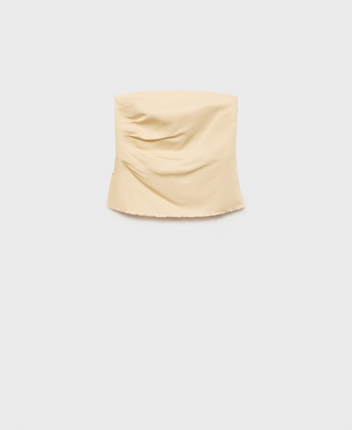 Click here for Mango Womens Strapless Linen-Blend Top - Pastel Ye... prices
