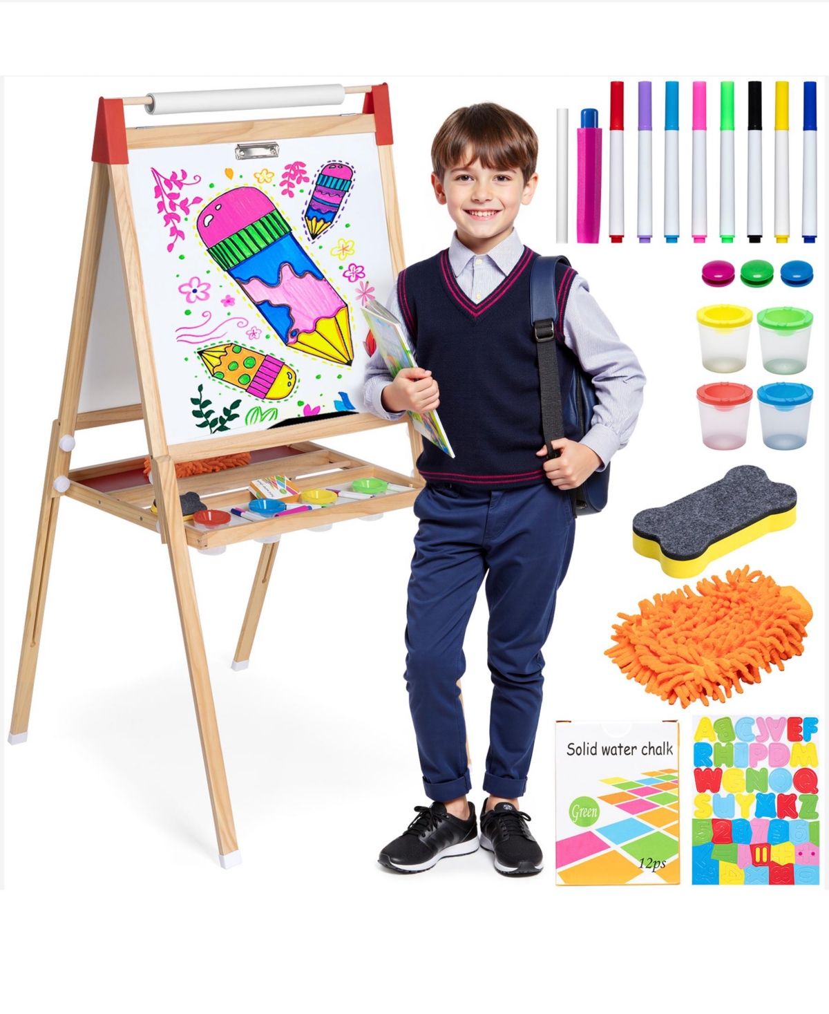 Click here for Sugift 3-in-1 Adjustable Kids Art Easel with Chalk... prices