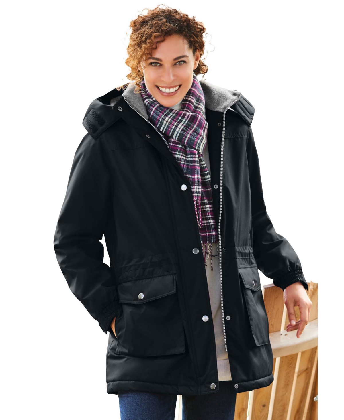 Click here for Woman Within Womens Within Microfiber Parka - Blac... prices