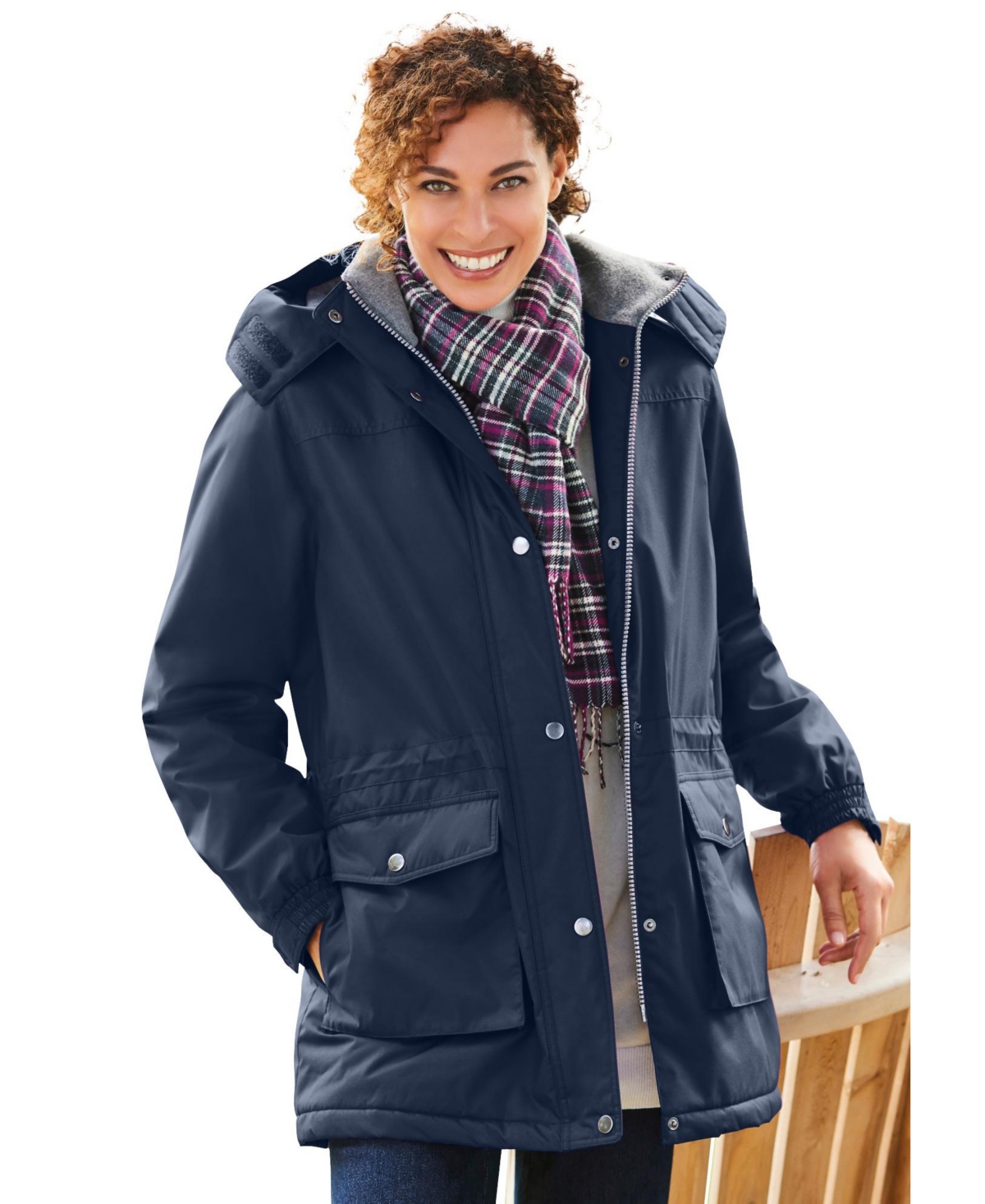 Click here for Woman Within Womens Within Microfiber Parka - Navy prices