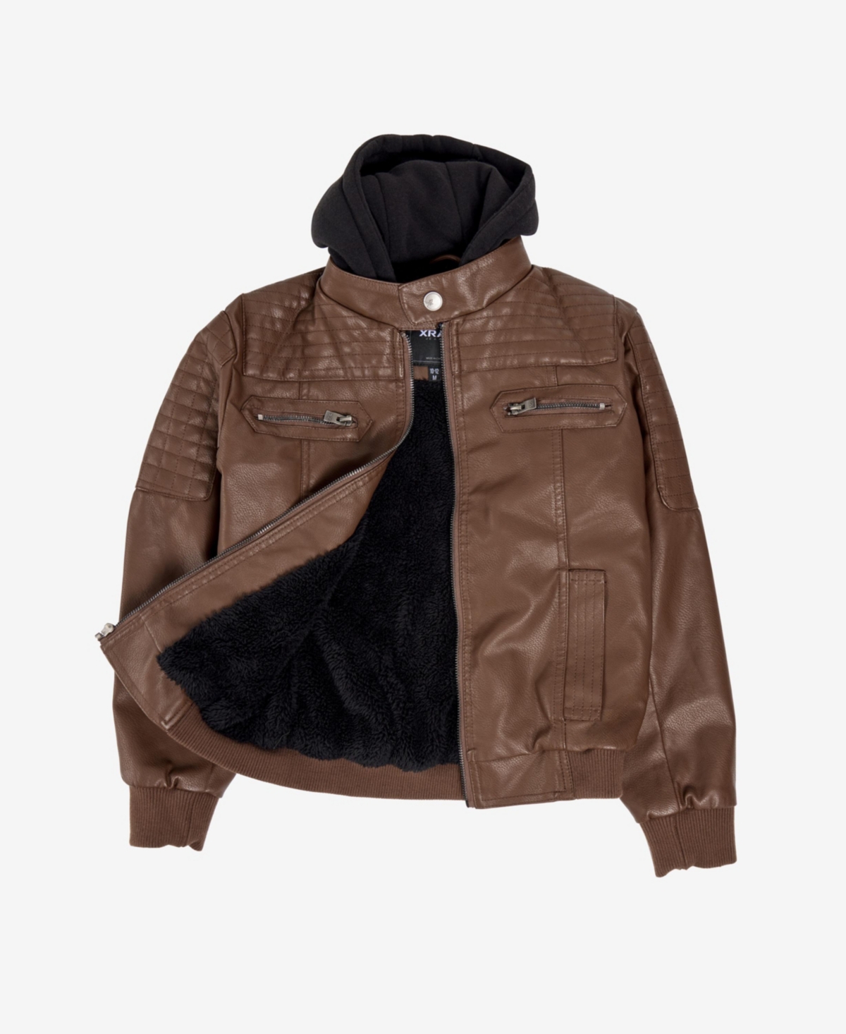 Click here for Xray Boys Lined Pu Jacket With Knit Hood - Tan prices