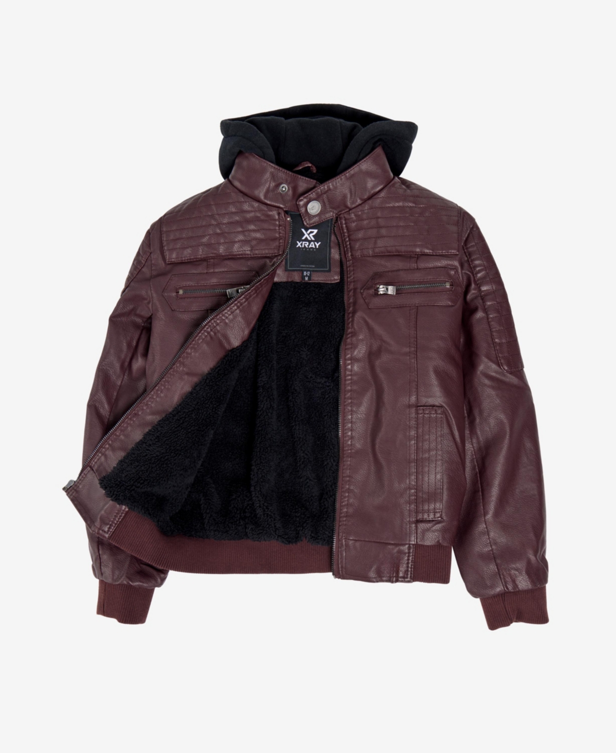 Click here for Xray Boys Lined Pu Jacket With Knit Hood - Burgund... prices