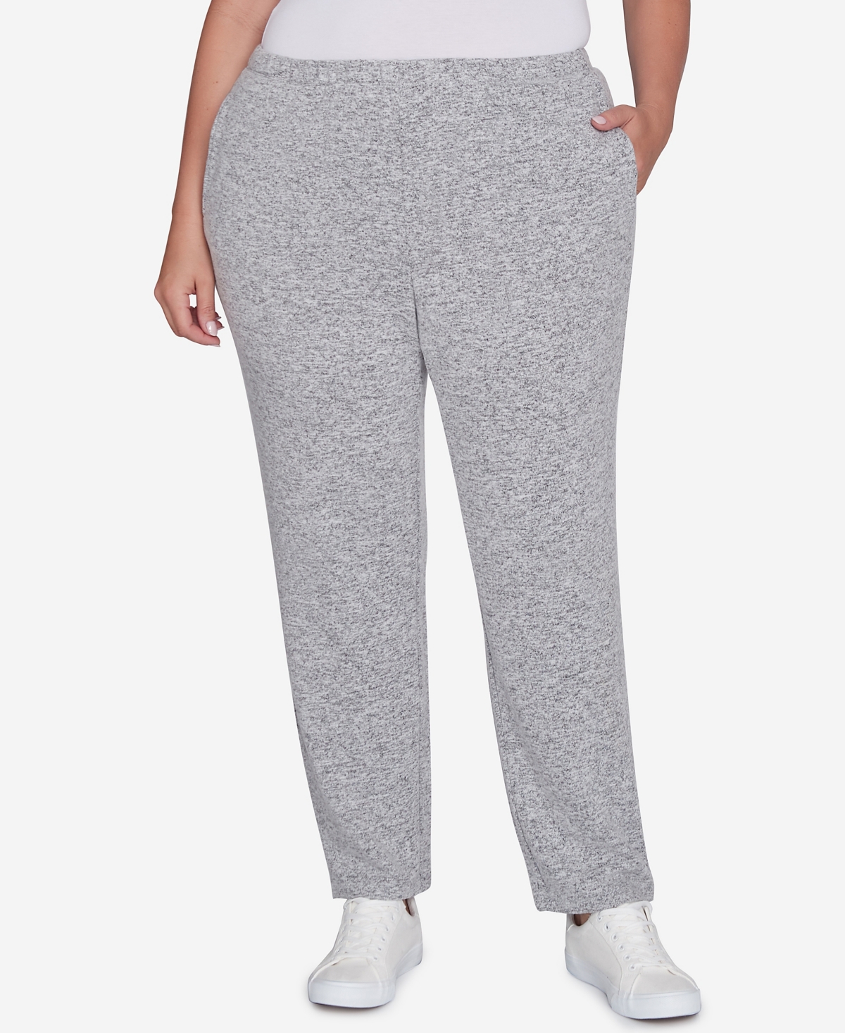 Click here for Ruby Rd. Plus Size Pull On Cozy Hatchi Pants - Gra... prices